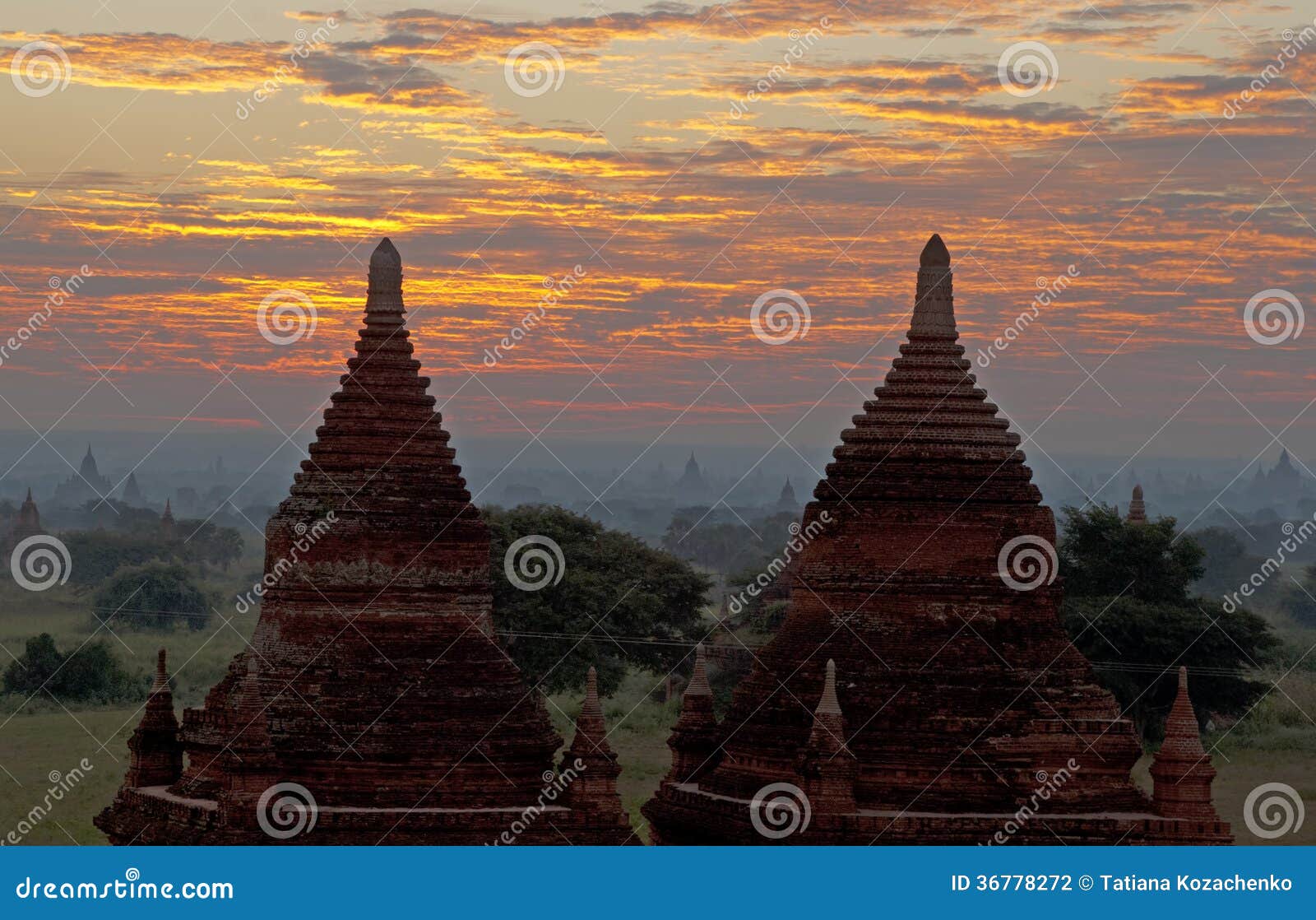 Bagan sunrise stock photo. Image of bagan, building, landscape - 36778272