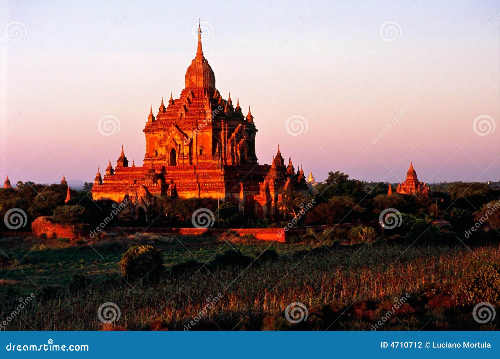 Bagan at Sunset, Myanmar. stock photo. Image of famous - 4710712