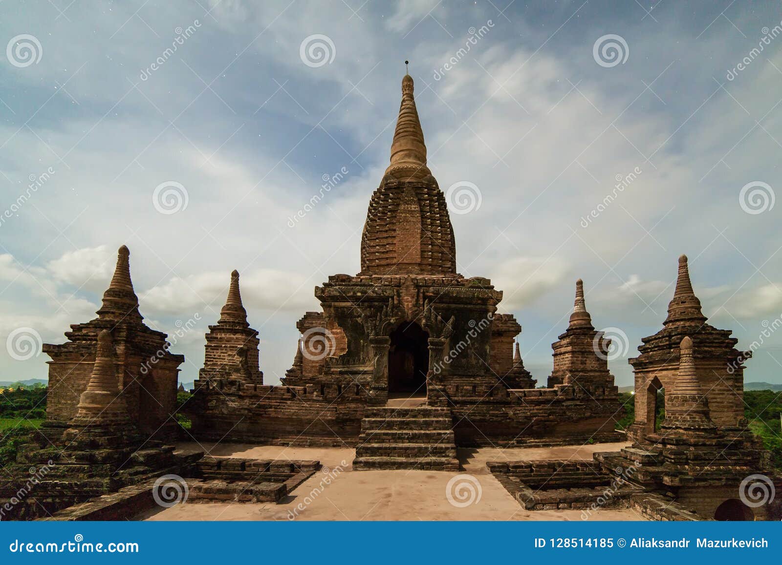 Bagan Temple at Full Moon Night Stock Image - Image of outdoor, asian ...