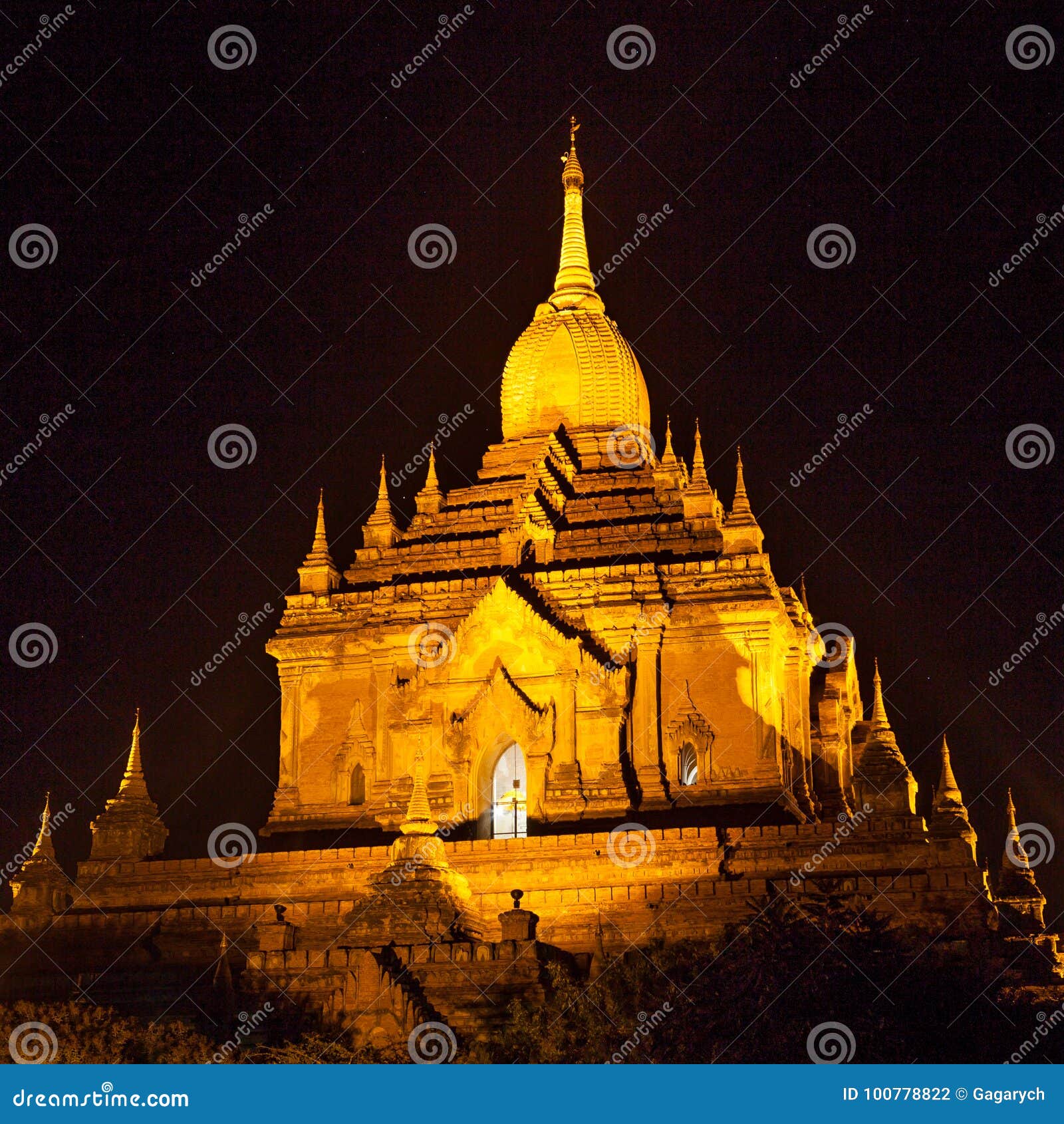 Bagan Temple at night. stock photo. Image of stupa, pagoda - 100778822