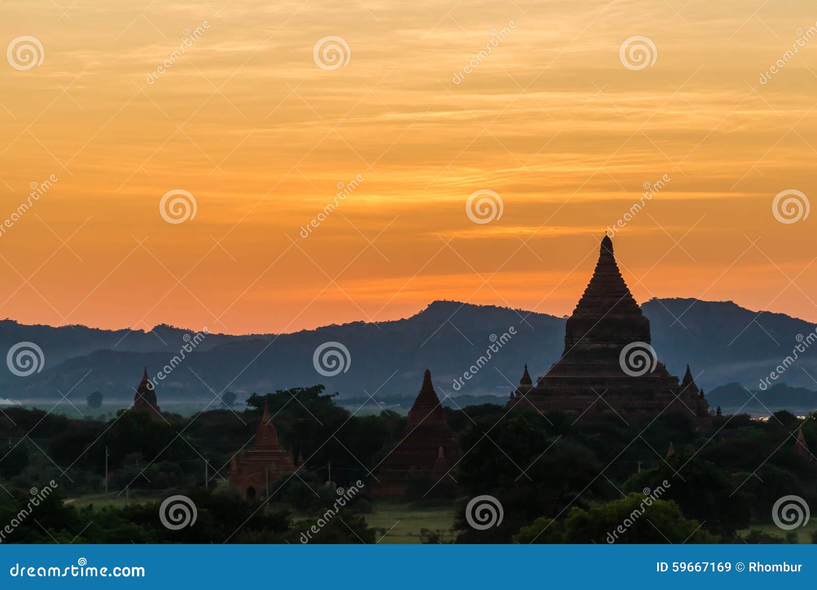 Bagan temples at sunset stock image. Image of buddhism - 59667169