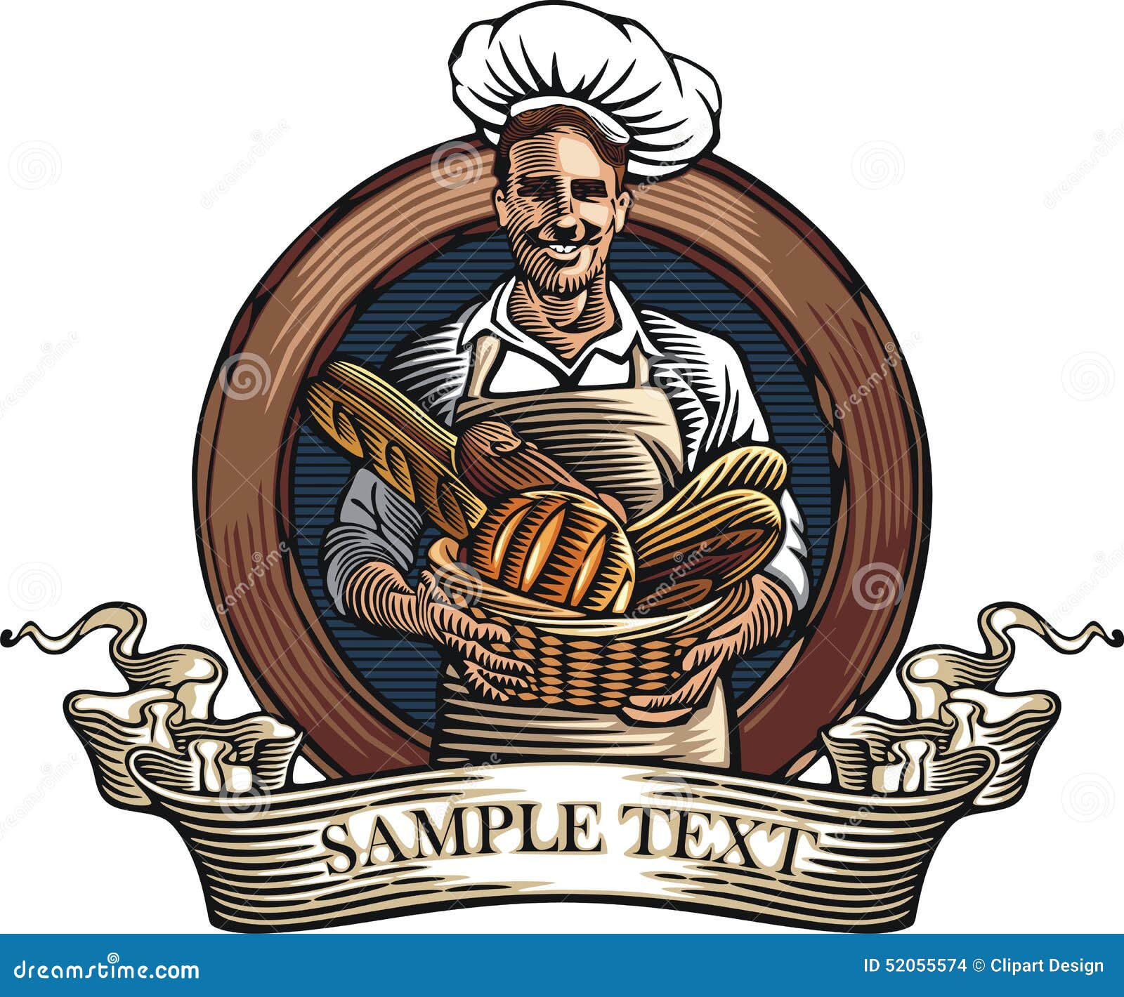 Bagare Vector Illustration I Träsnittstil Vektor Illustrationer ...