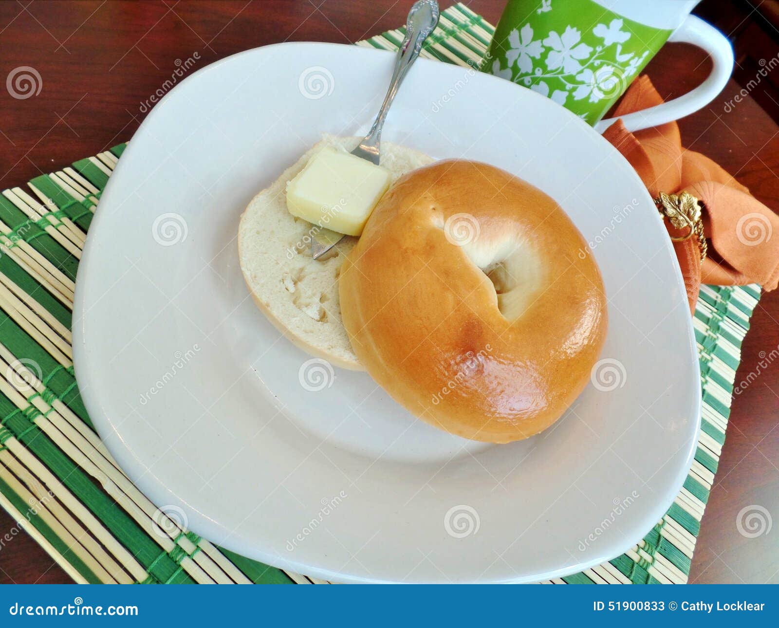 Bagel with butter stock image. Image of morning, butter - 51900833