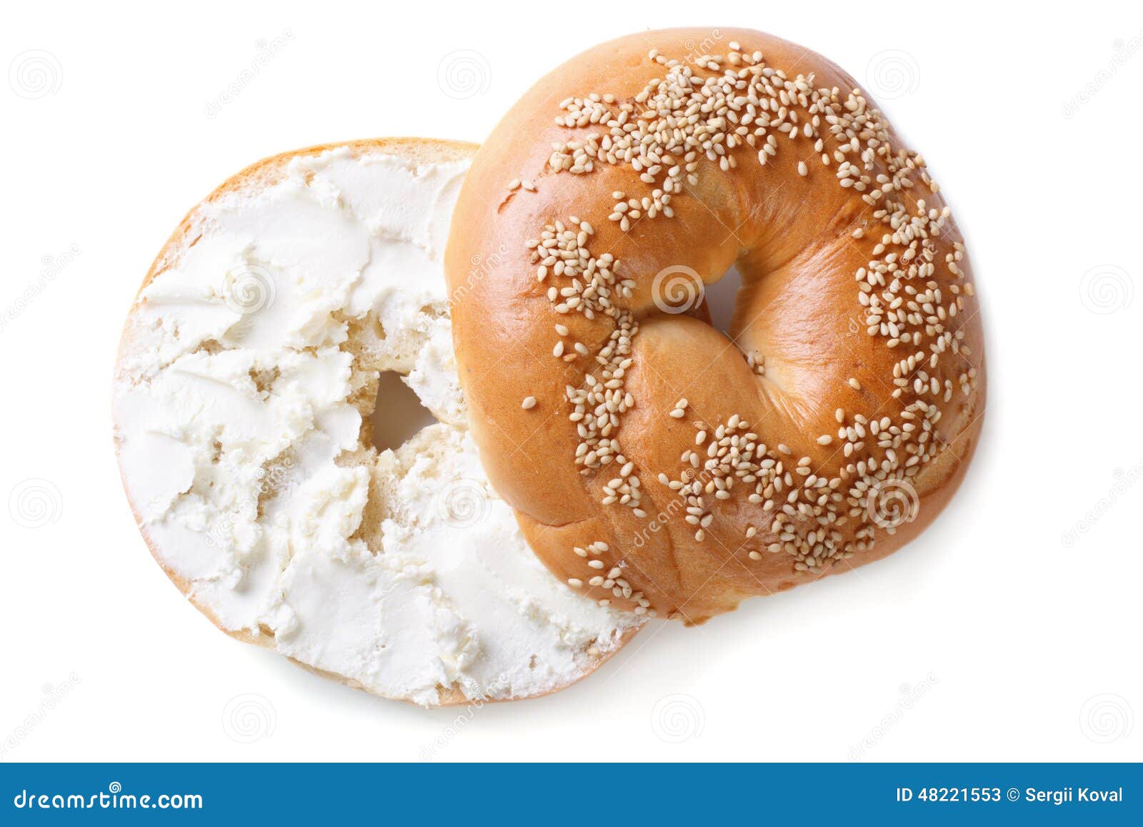 Bagel with Cream Cheese Isolated on White Background Stock Image ...