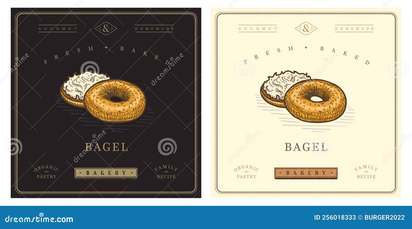 Bagel with Cream Cheese Vintage Retro Logo Stock Vector - Illustration ...