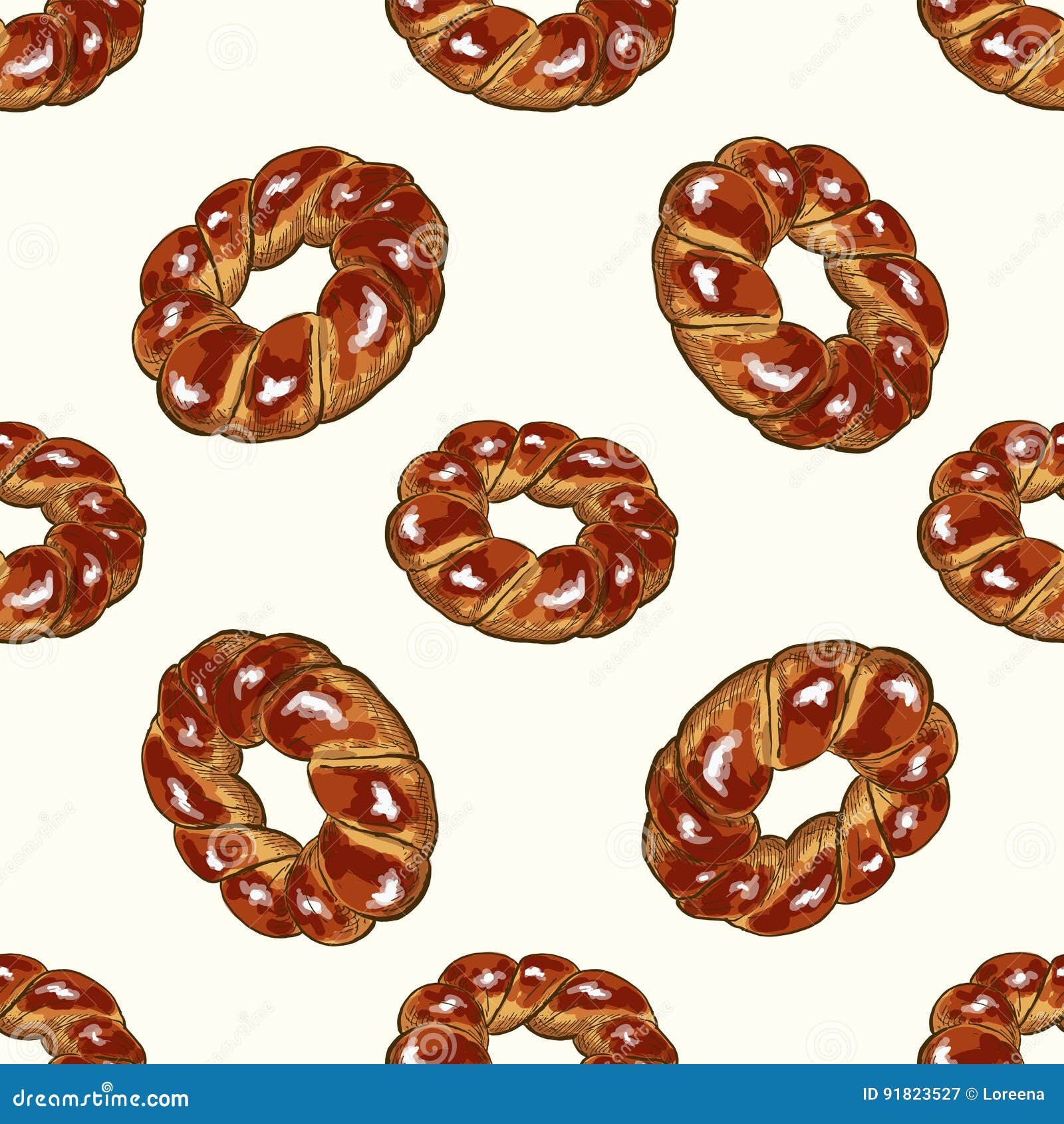 Bagel Full Color Seamless Pattern Stock Vector - Illustration of bake ...