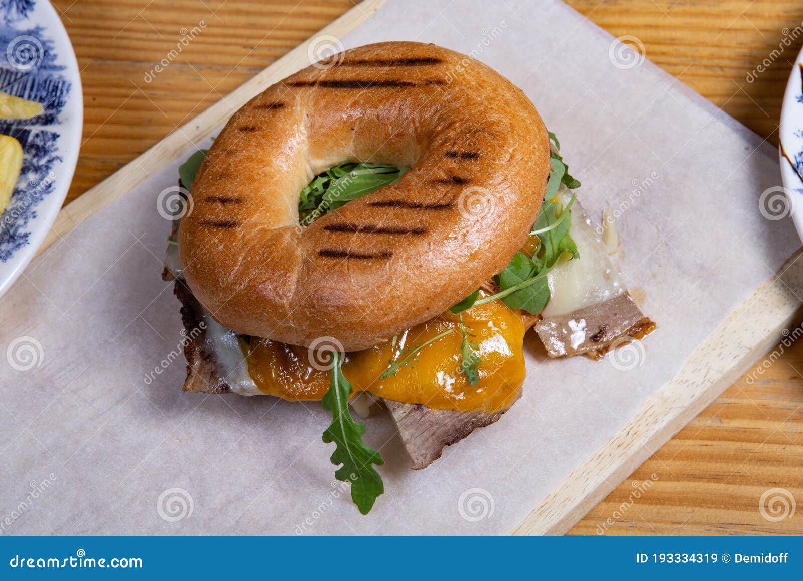 Bagel sandwich stock image. Image of bread, unhealthy - 193334319