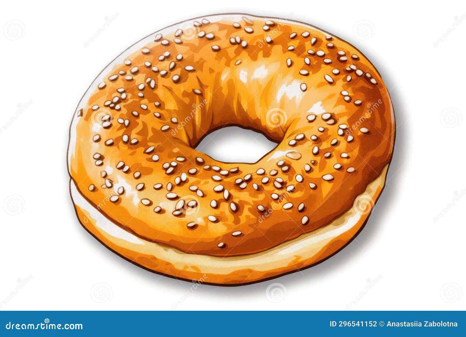 Bagel Sticker on White Background. Generative AI Stock Illustration ...