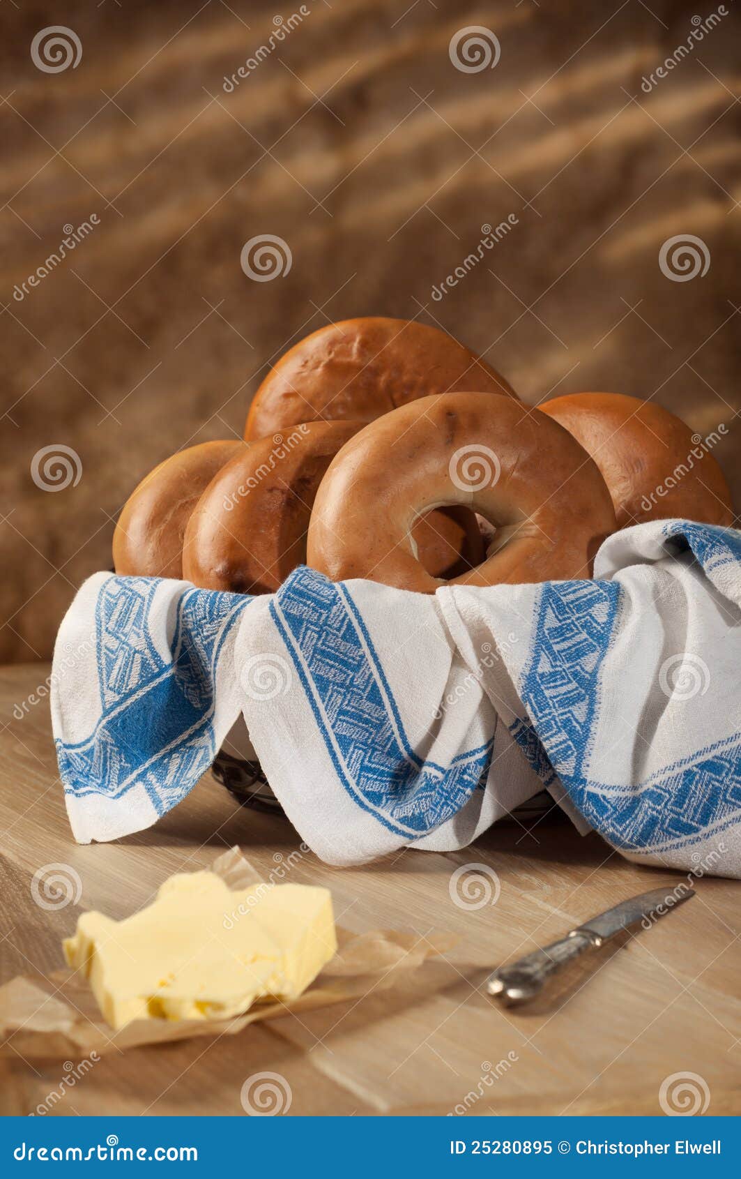 Bagels with Butter stock image. Image of knife, york - 25280895