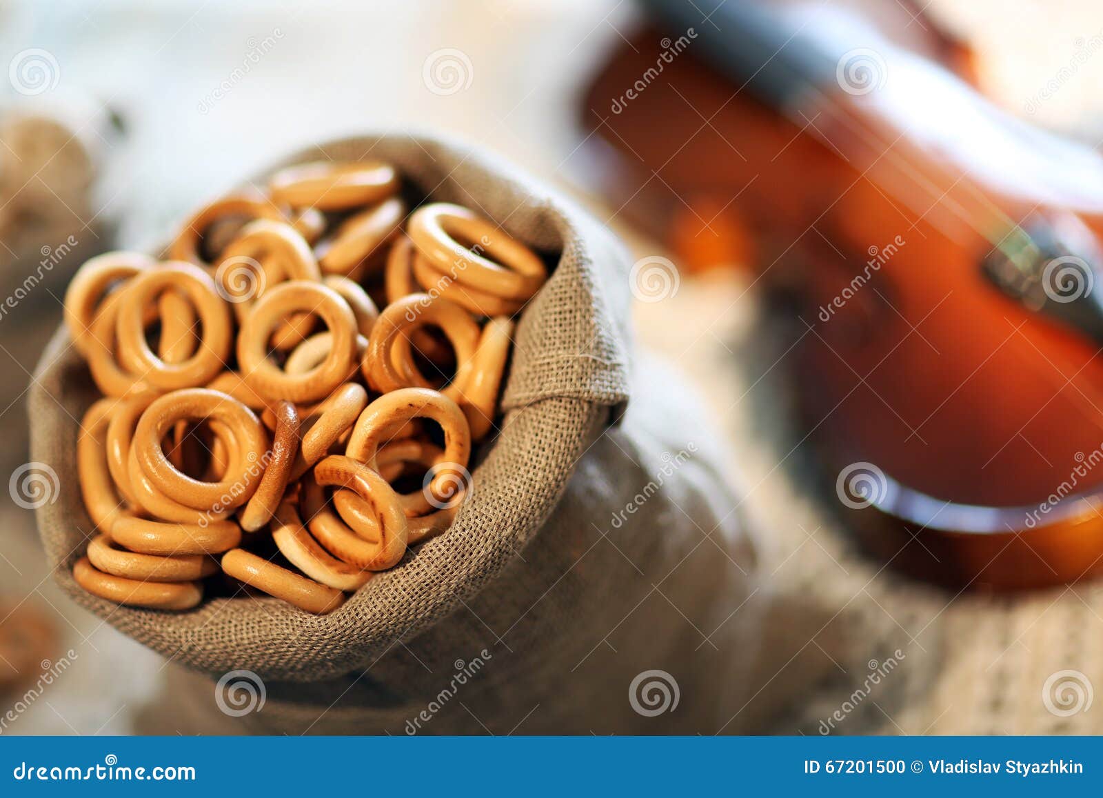 Bagels Donut Bag Violin Strings Table Tablecloth Cloth Sackcloth Sweets ...