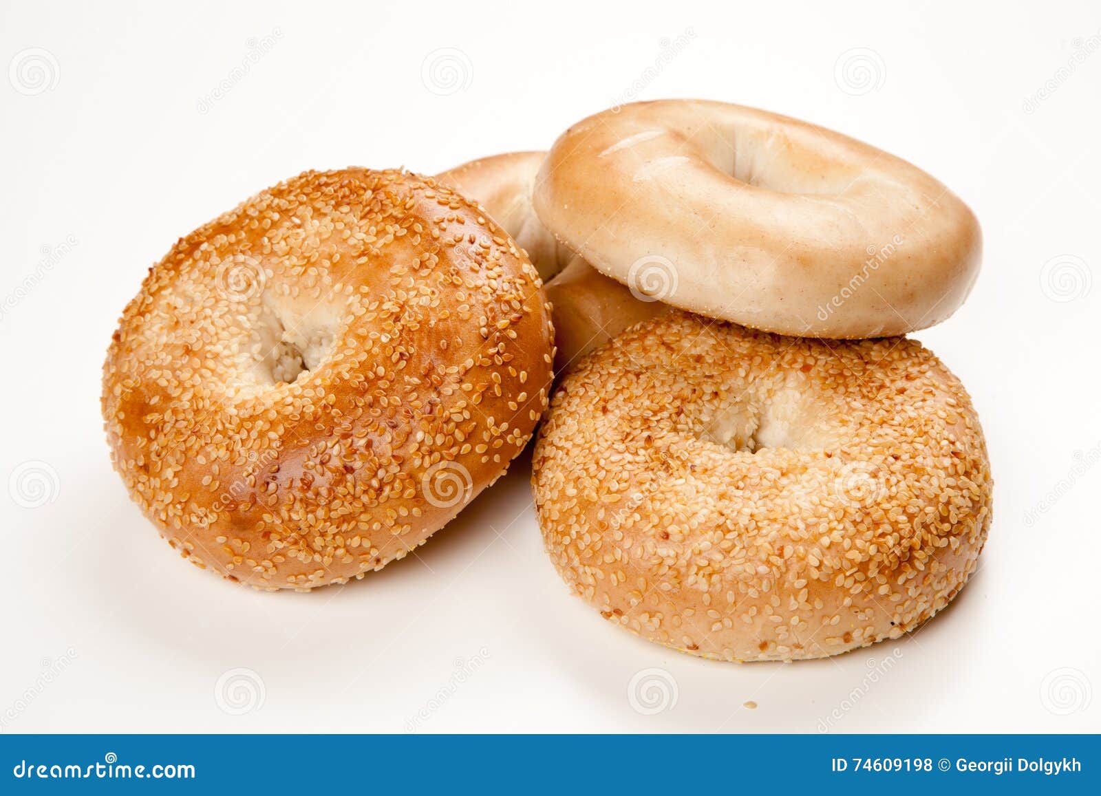 Bagels on white background stock photo. Image of bakery - 74609198