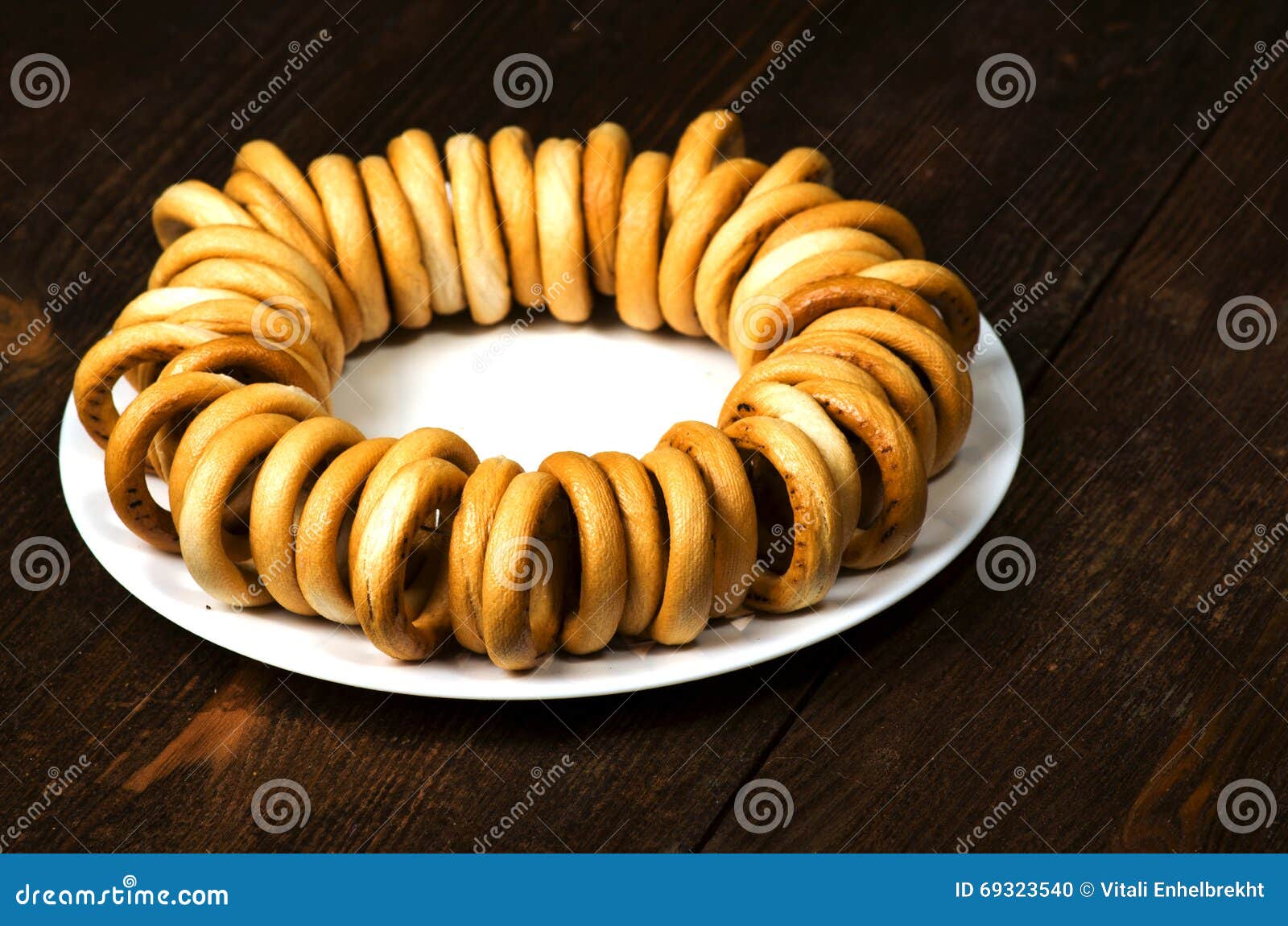 Bagels on a wooden table. stock photo. Image of healthy - 69323540