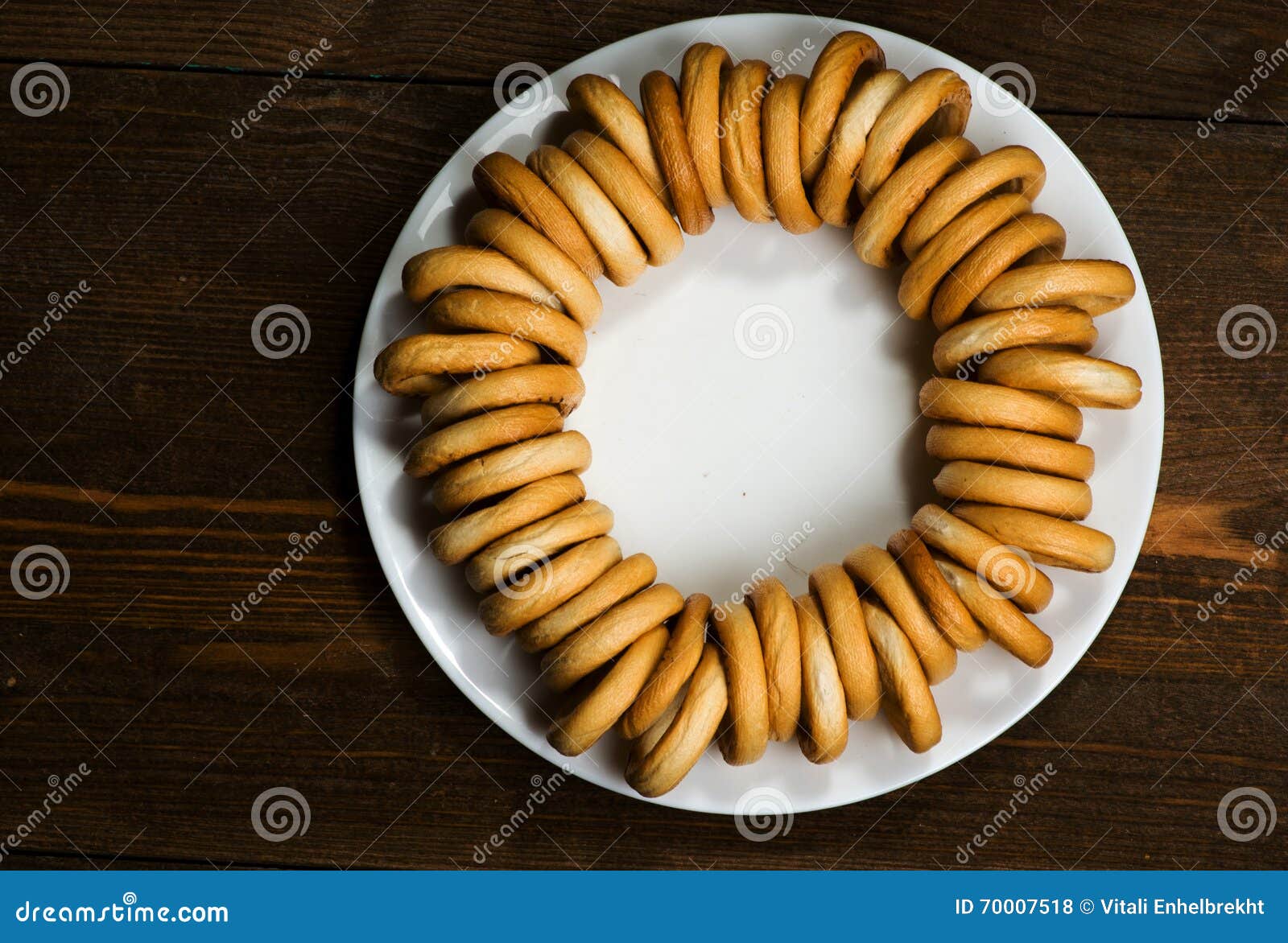 Bagels on a wooden table. stock photo. Image of meal - 70007518
