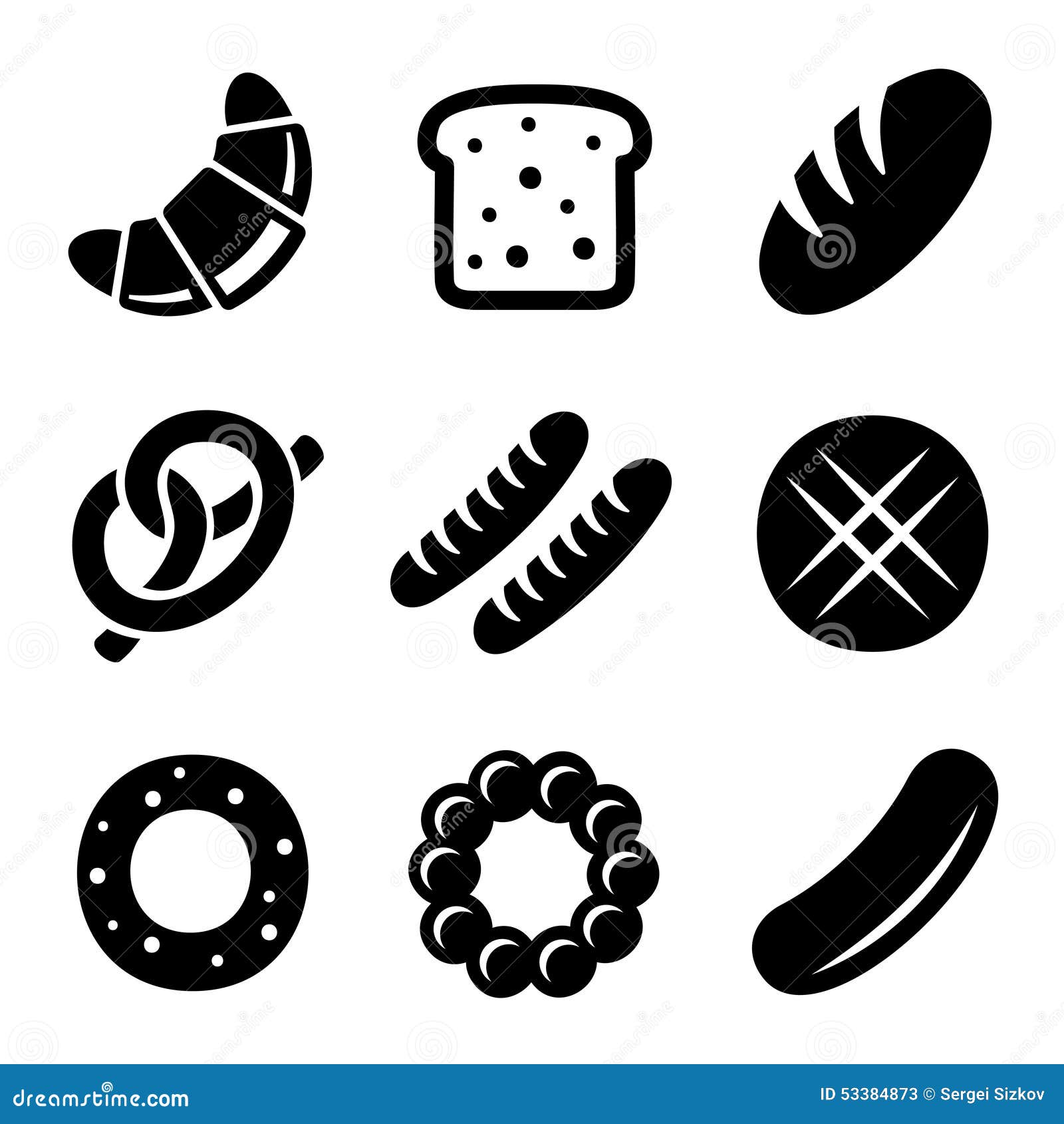 Bageri- Och Brödsymbolsuppsättning Vektor Illustrationer - Illustration ...