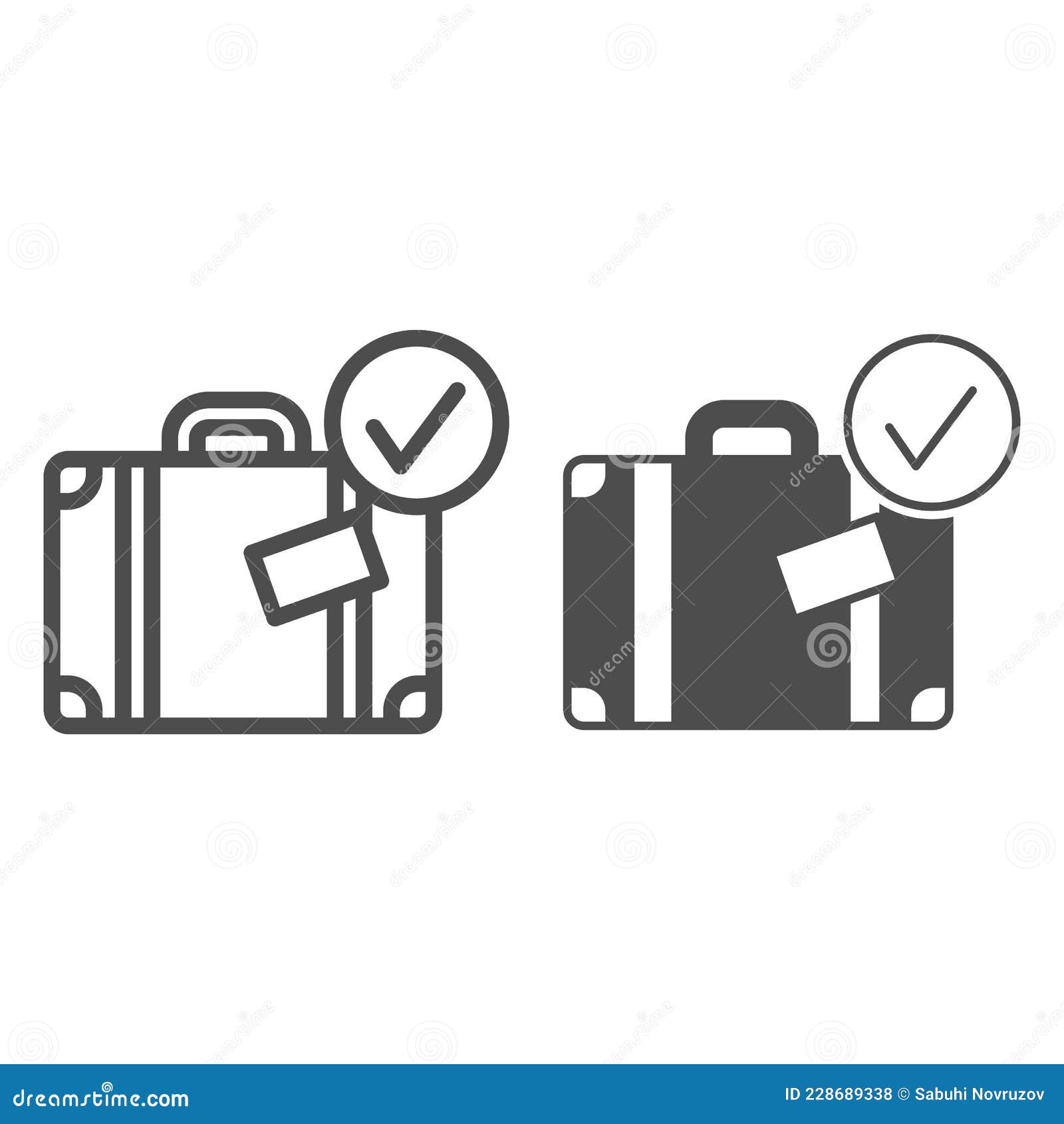 Baggage, Bag, Luggage with Checkmark Line and Solid Icon, Travelling ...