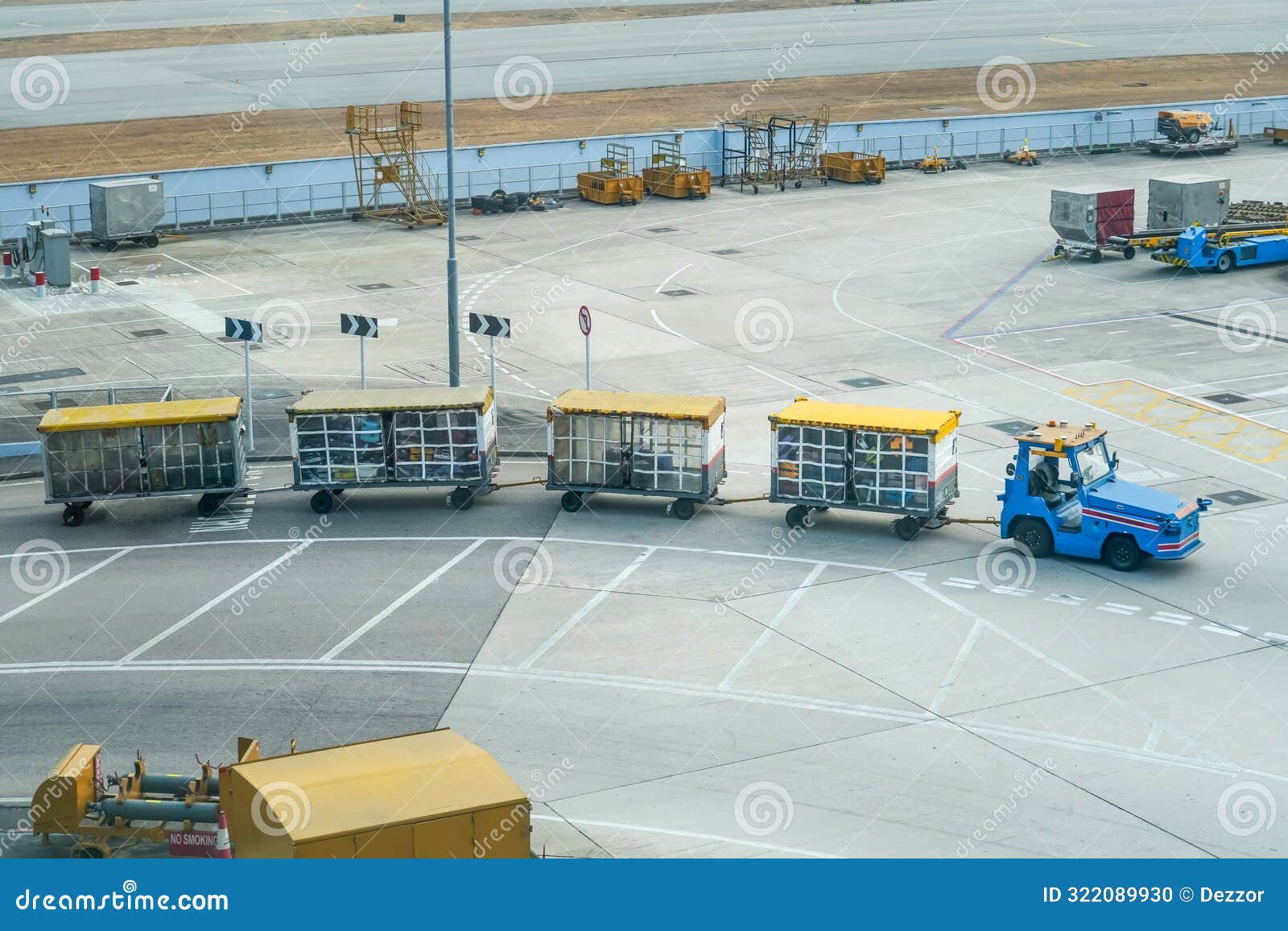 Baggage Carts in the Train Carry Passengers Suitcases for Loading Onto ...