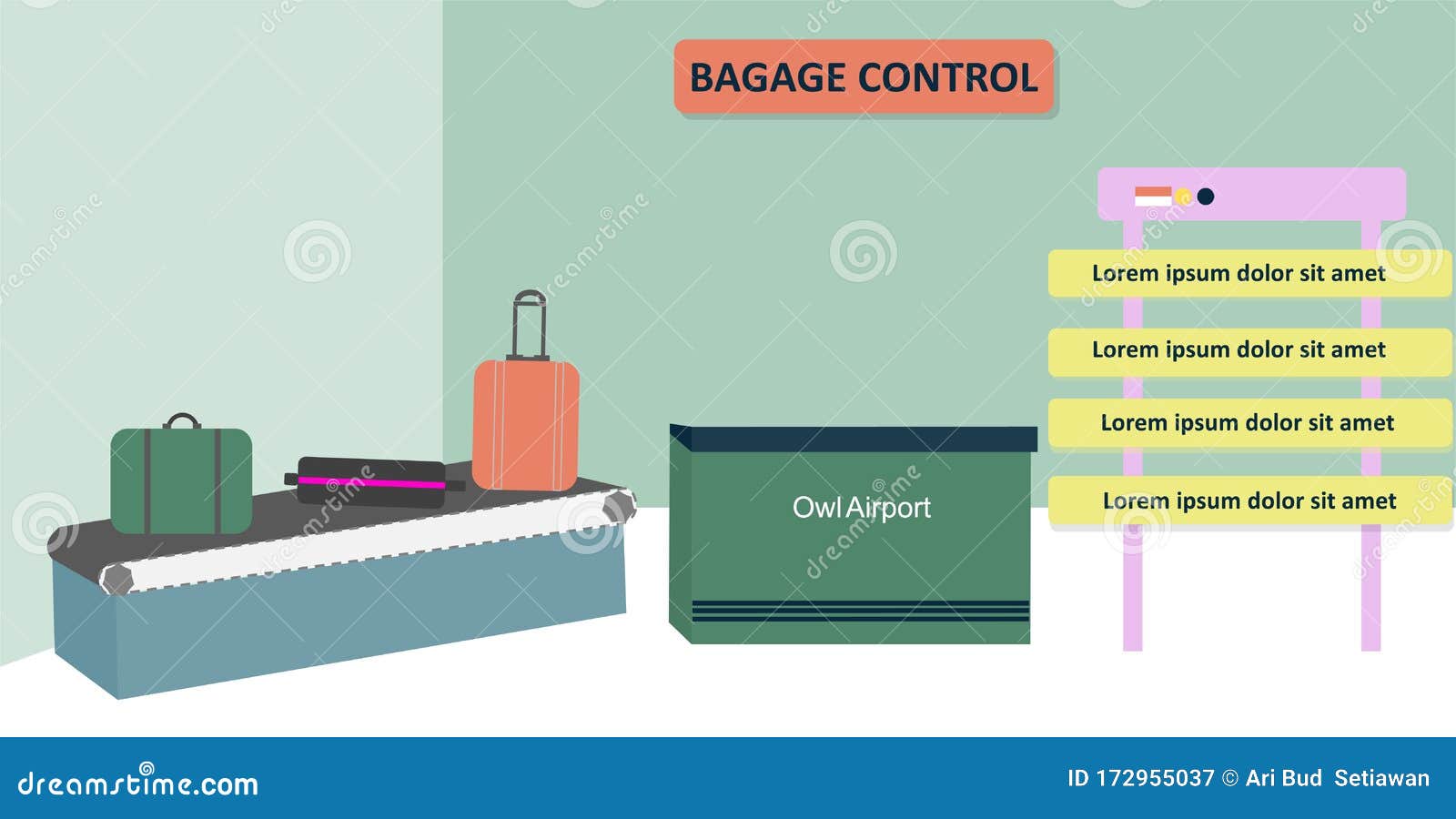 Baggage or Luggage Check and Control Stock Illustration - Illustration ...