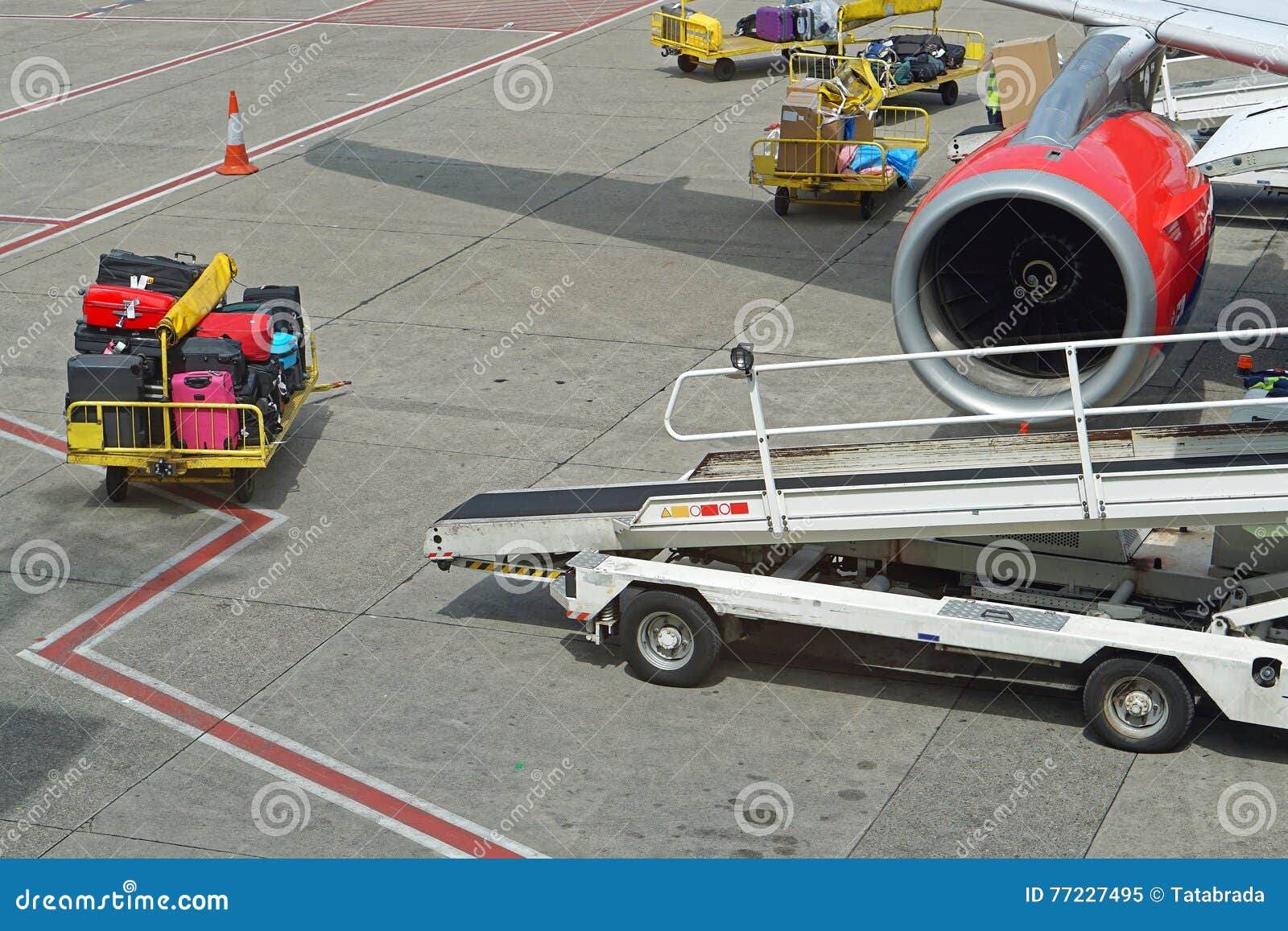 Baggage handling stock image. Image of loader, airplane - 77227495