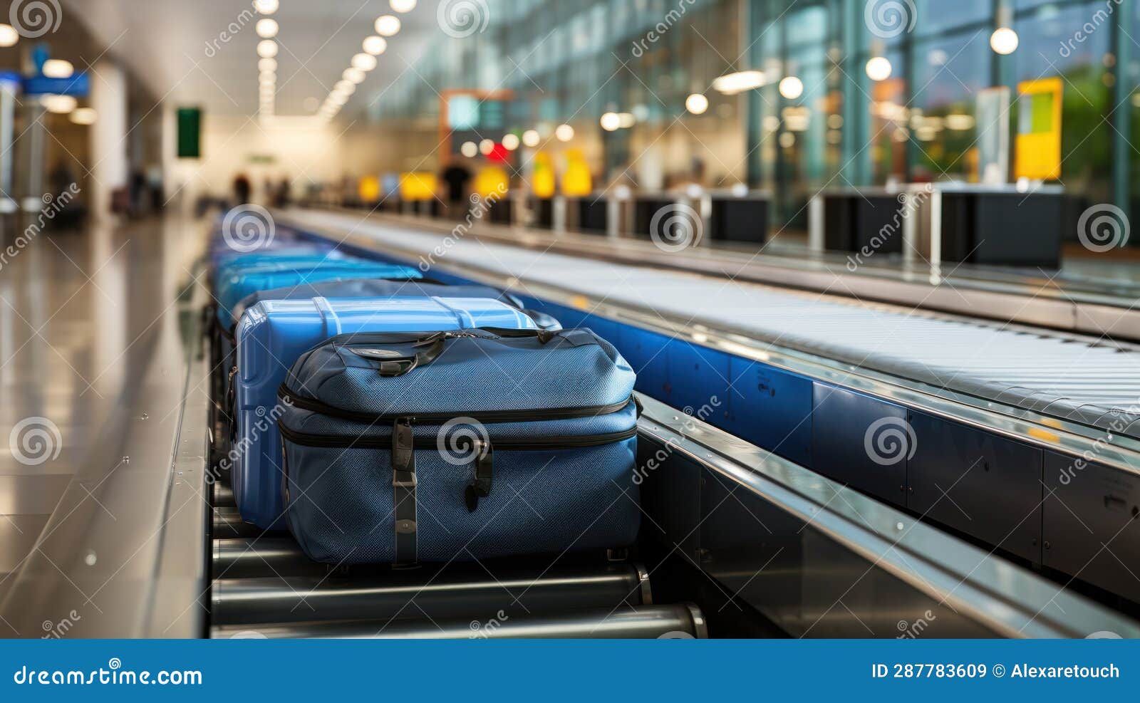 Baggage Moving on the Airport Conveyor Belt at the Airport Stock ...