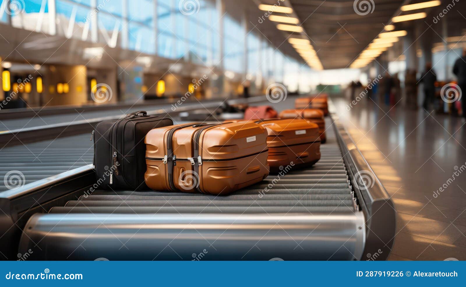 Baggage Moving on the Airport Conveyor Belt at the Airport Stock ...