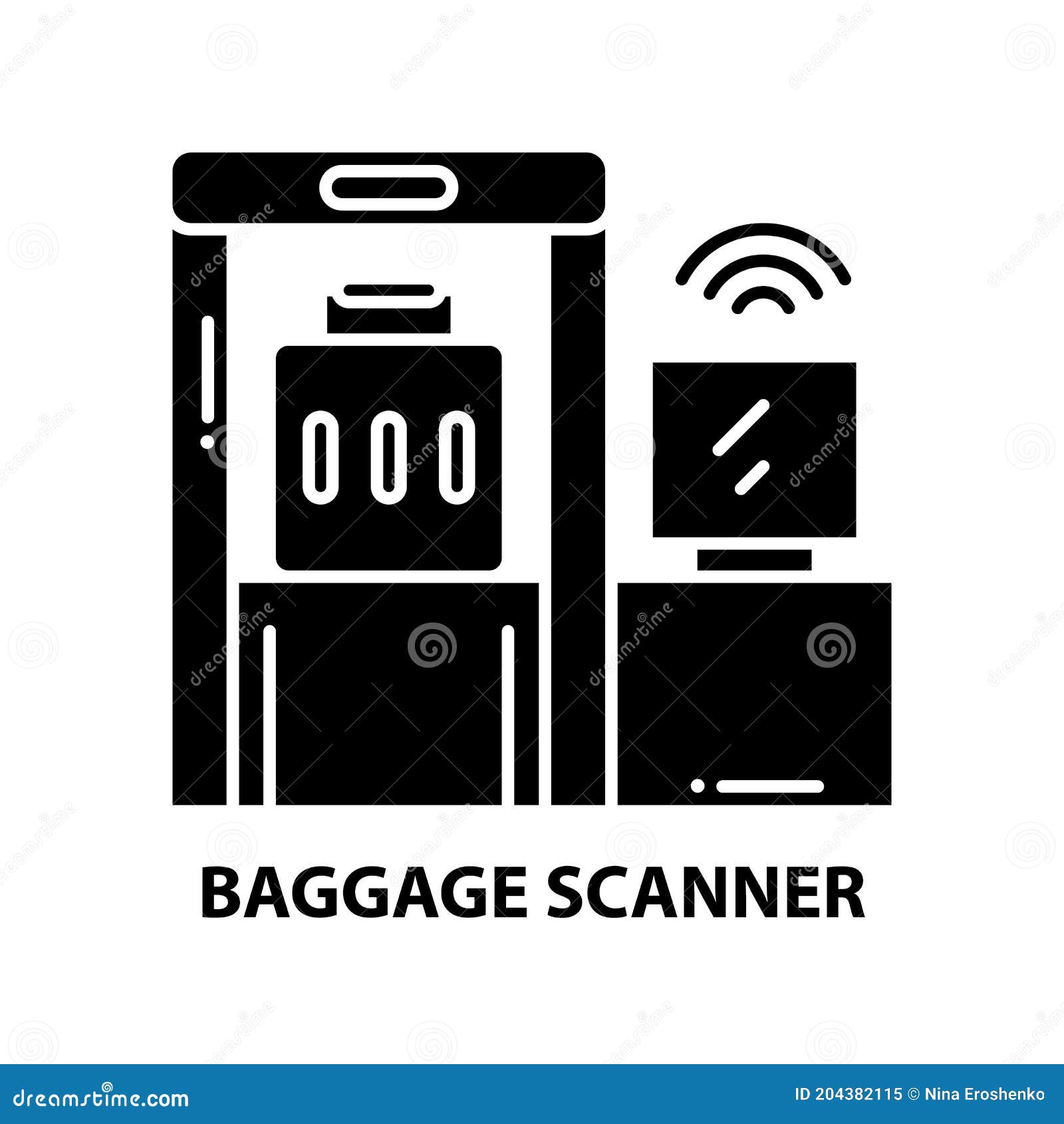 Baggage Scanner Icon, Black Vector Sign with Editable Strokes, Concept ...