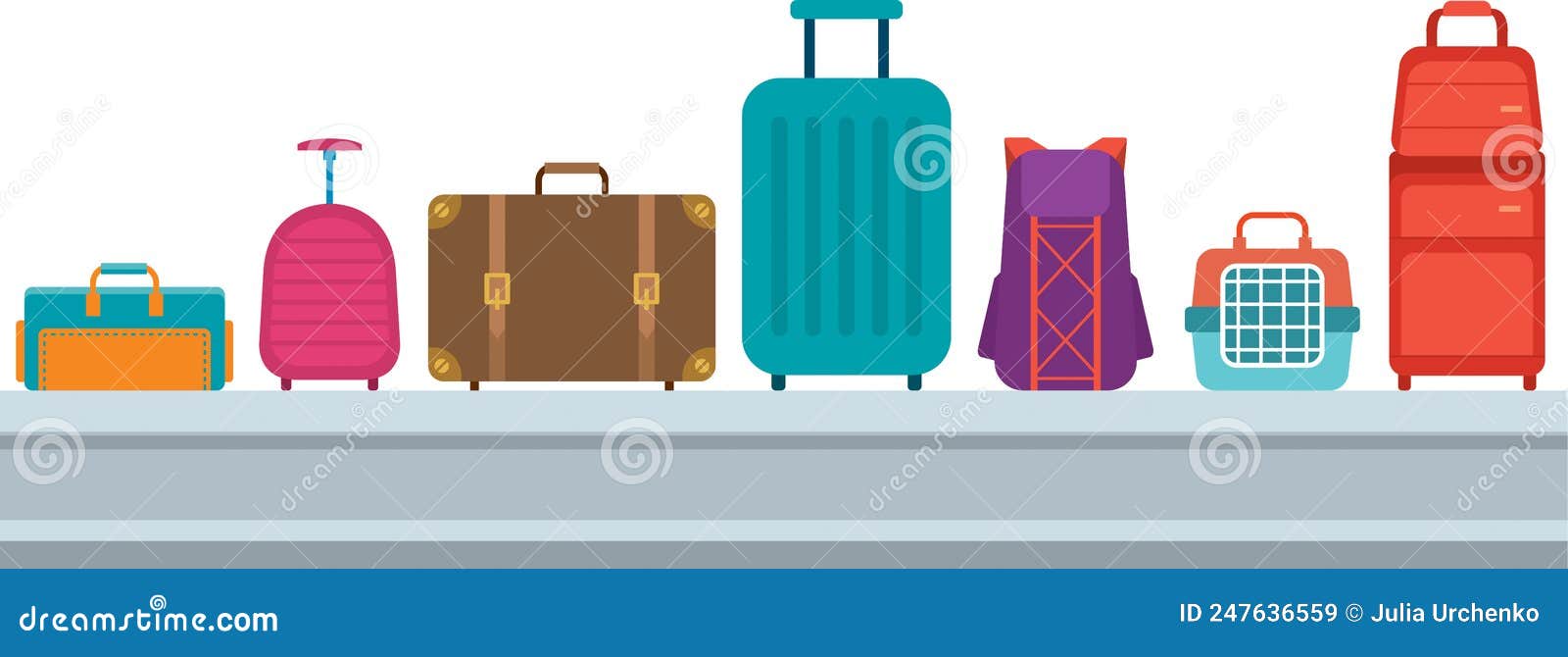 Baggage on Baggage Tape at the Airport Vector Illustration Stock ...