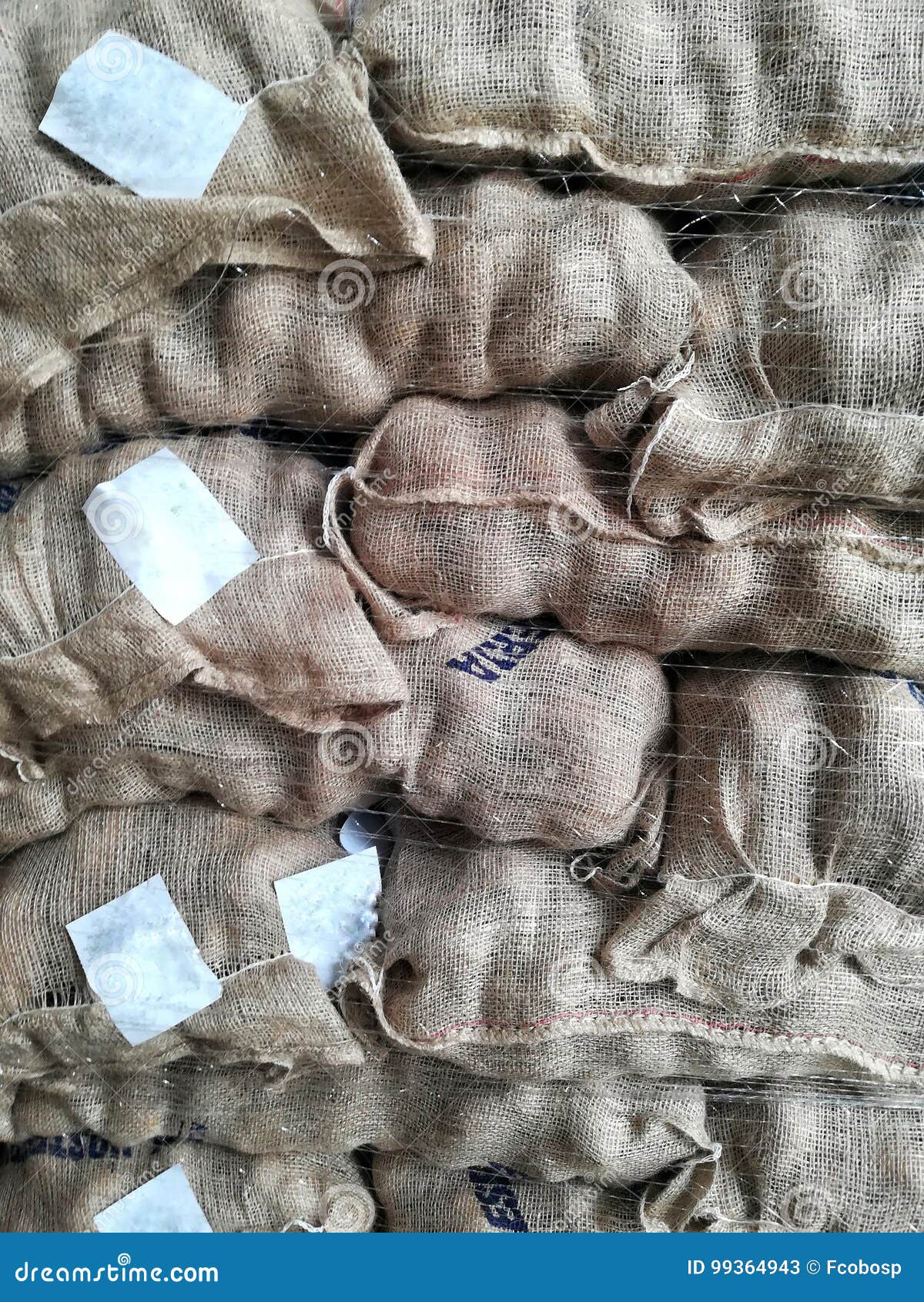 Bagged potatoes stock image. Image of agro, wood, pallet - 99364943