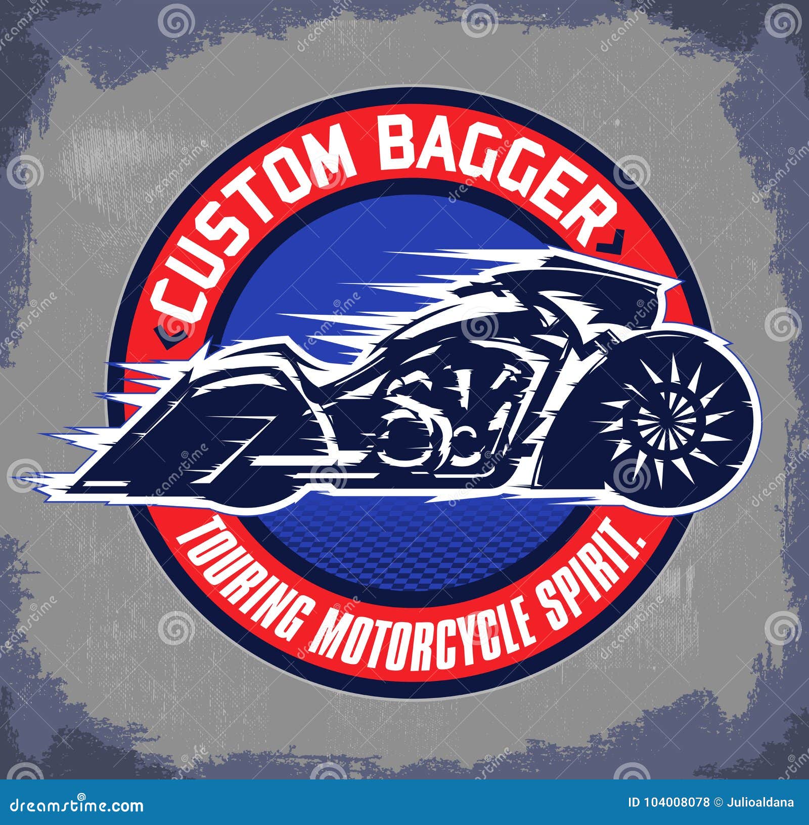 Bagger Custom Motorcycle Circular Badge Stock Vector - Illustration of ...