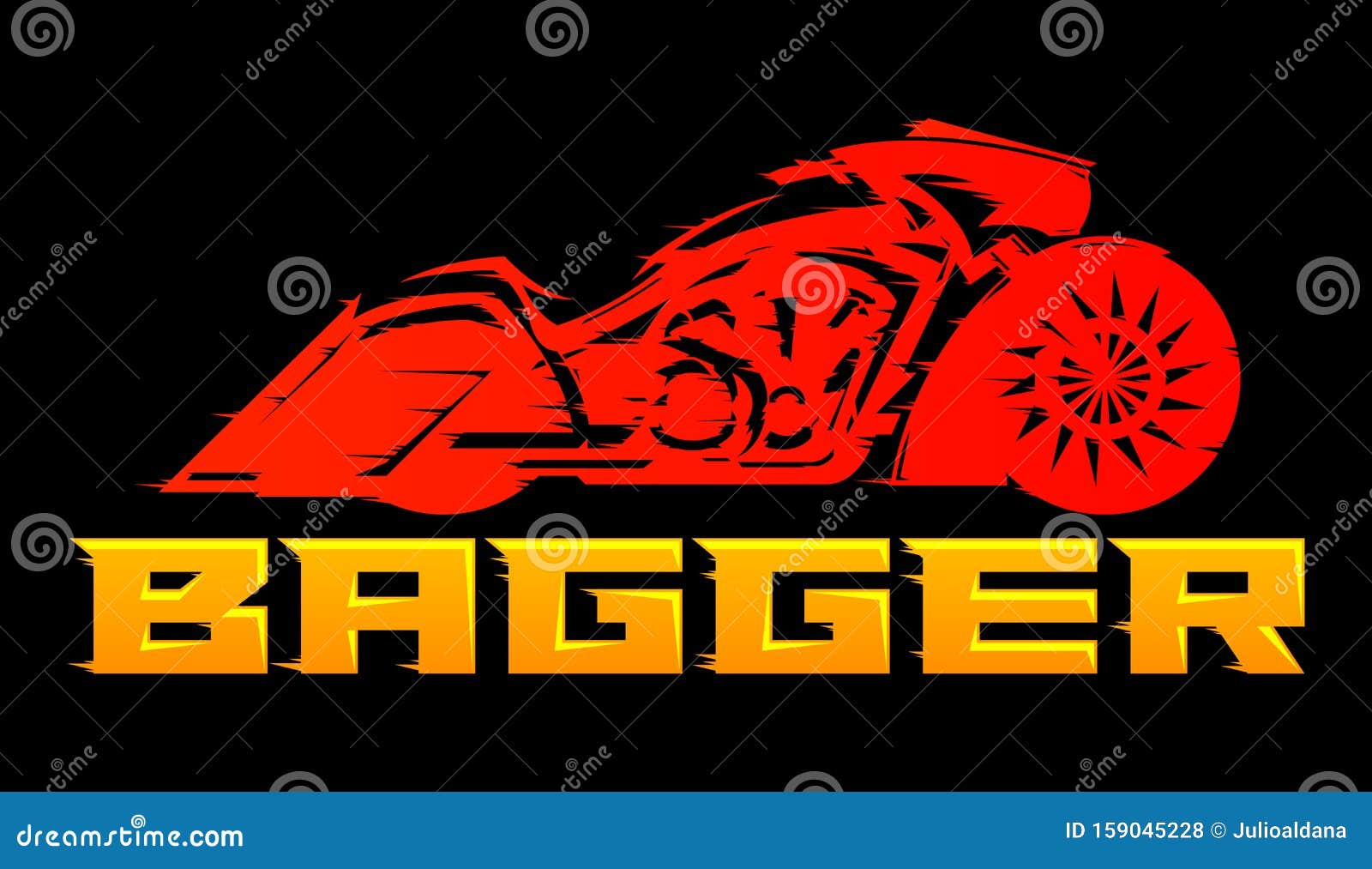 Bagger Motorcycle Vector Emblem Design. Stock Vector - Illustration of ...