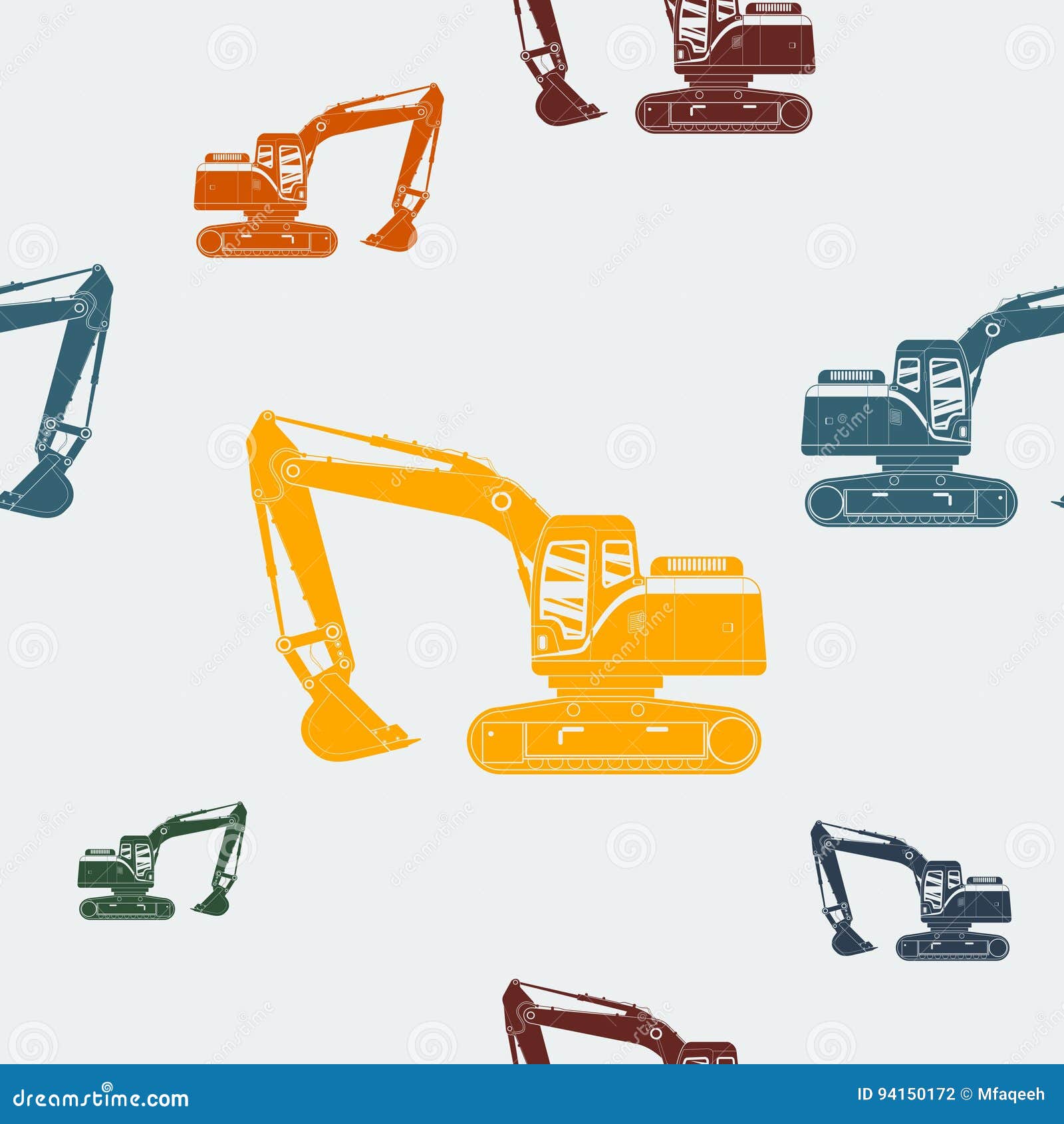 Bagger Seamless Pattern vektor abbildung. Illustration von maschine ...