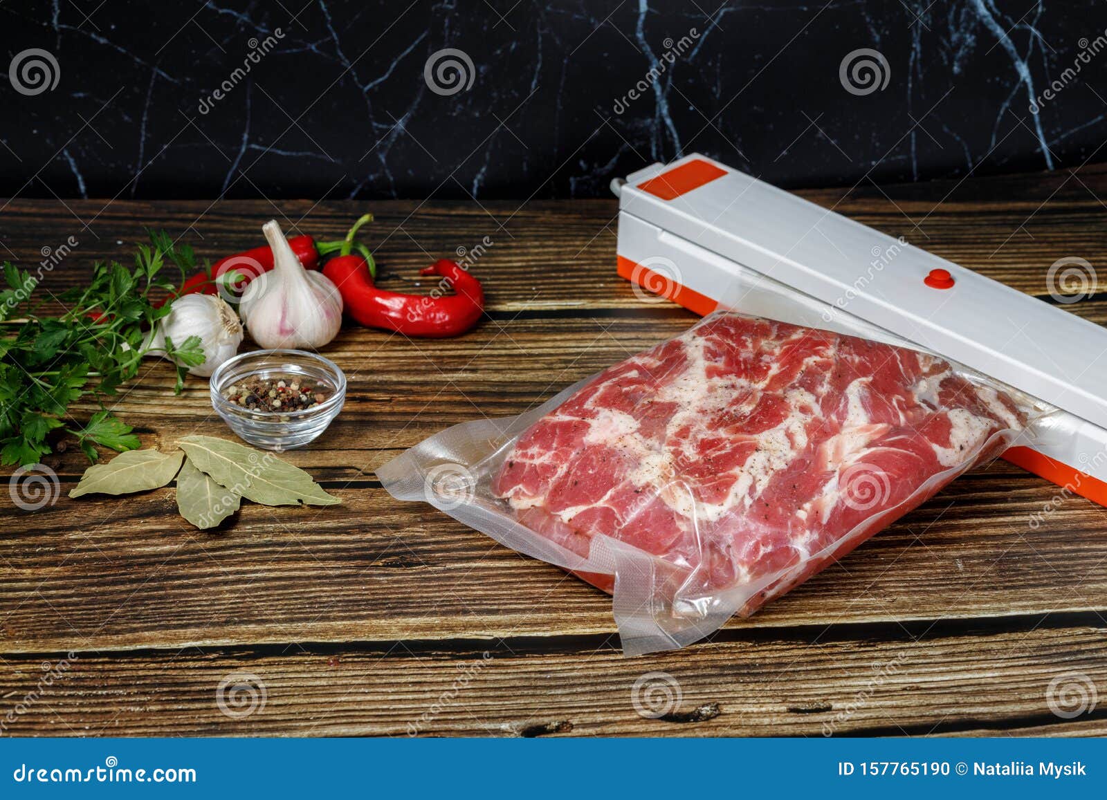 Bagging of Meat with a Device Stock Photo - Image of background ...