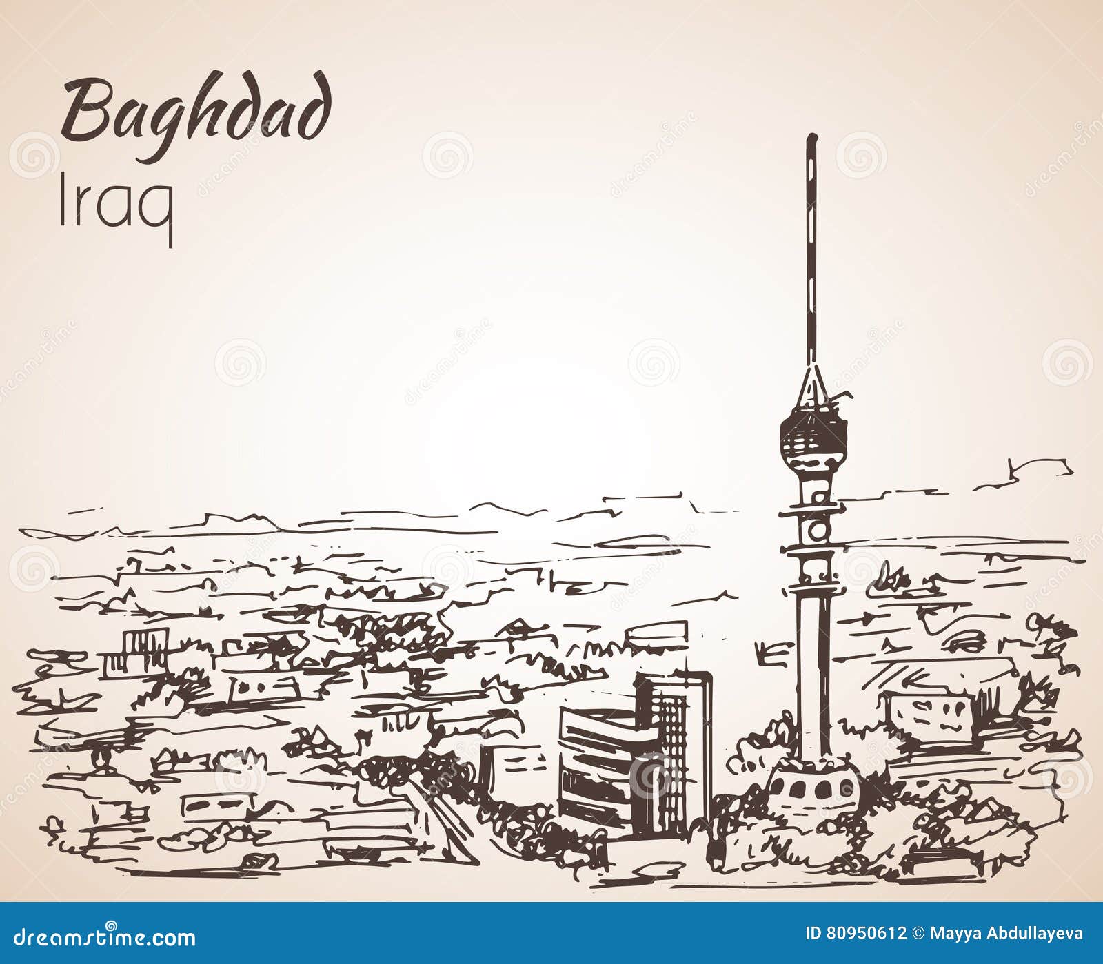 Baghdad Cityscape - Iraq. Sketch Stock Vector - Illustration of ...