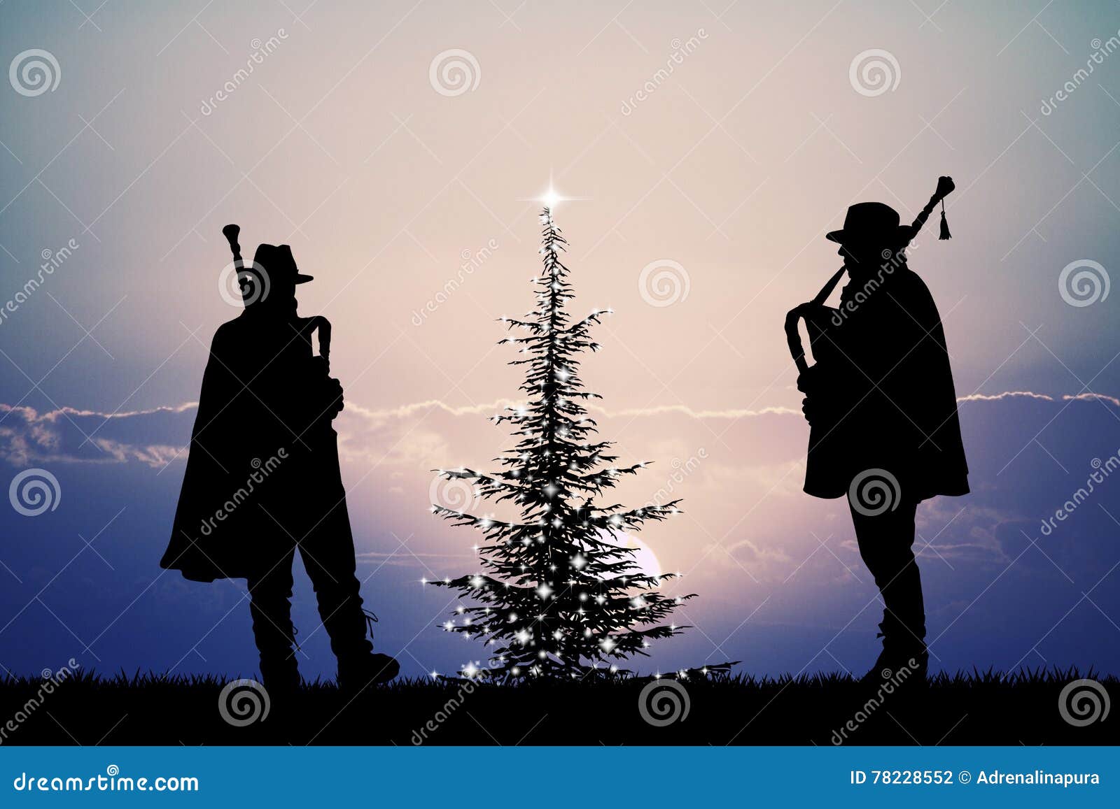 Bagpiper at Christmas stock illustration. Illustration of bagpiper ...