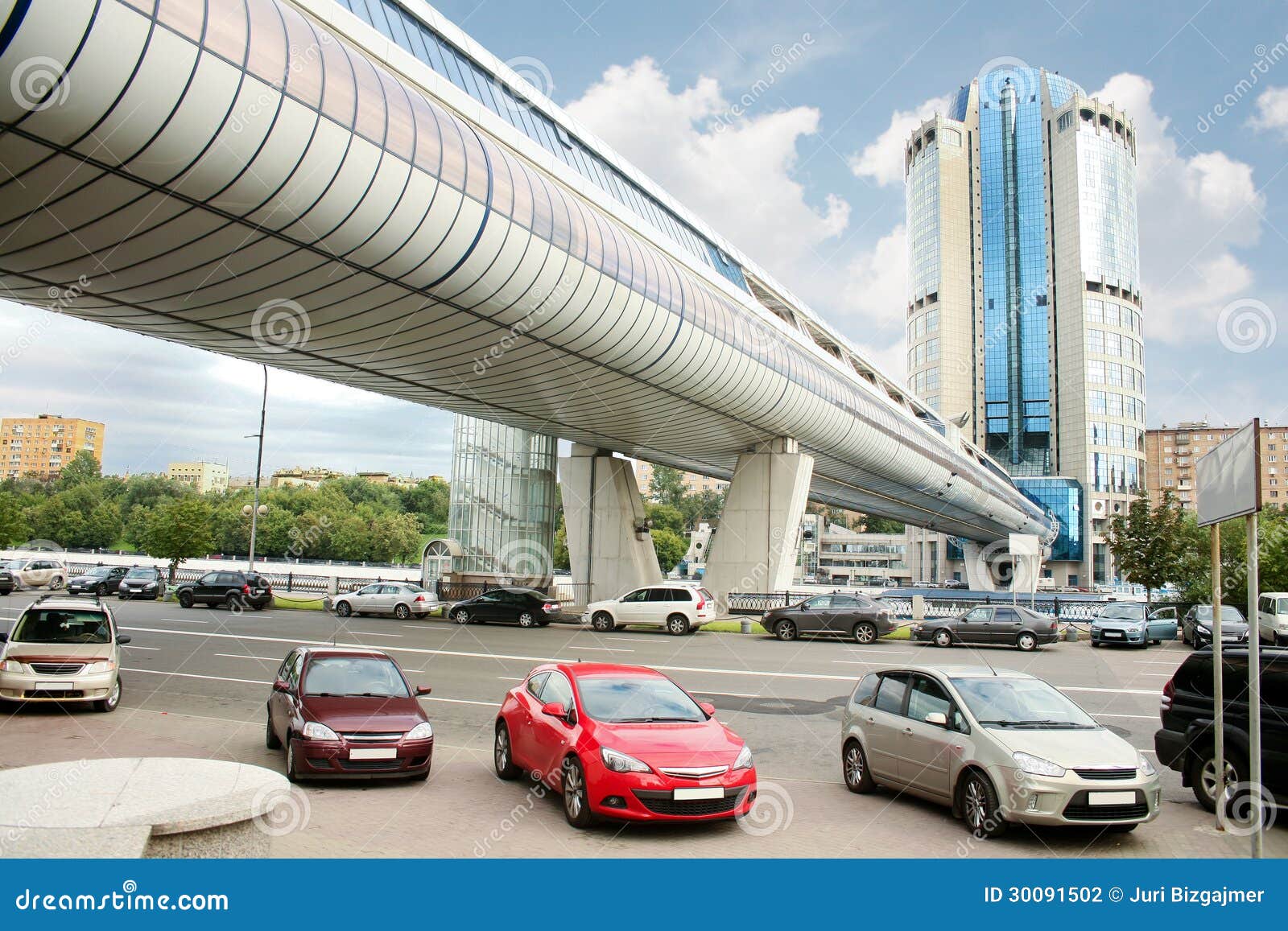 Bagration Bridge in Moscow stock photo. Image of business - 30091502