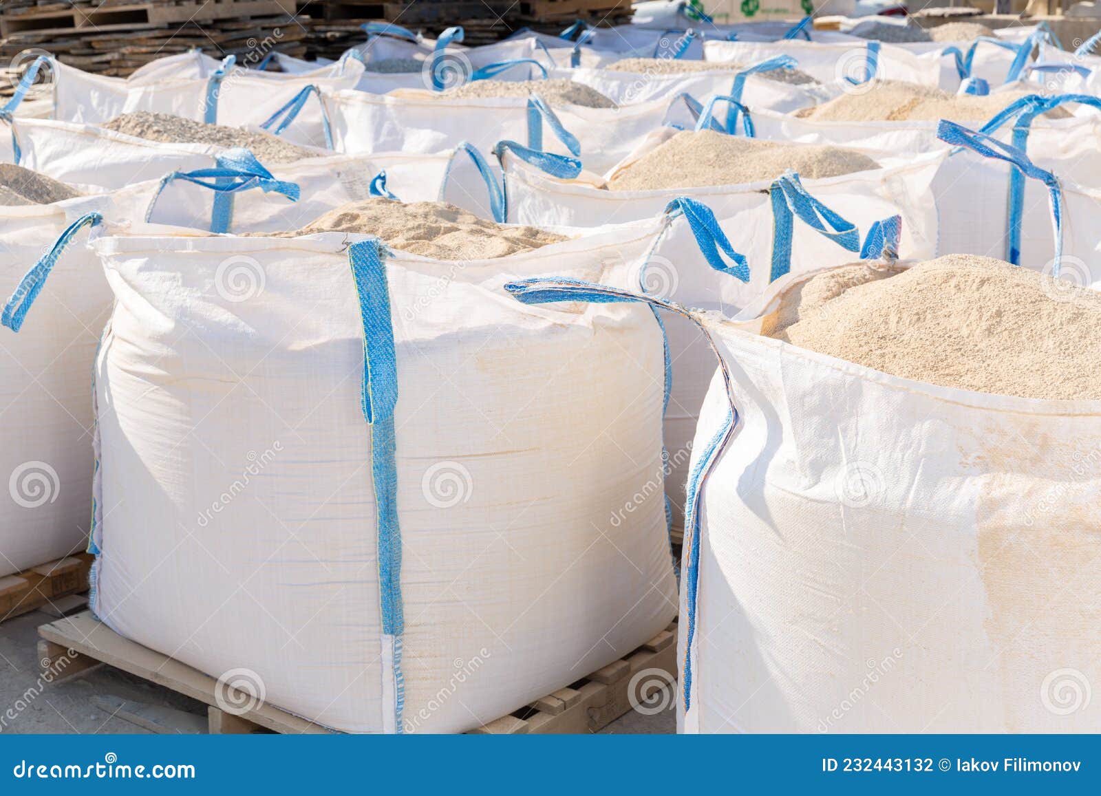 Bags with Bulk Construction Materials Outdoors Stock Photo - Image of ...