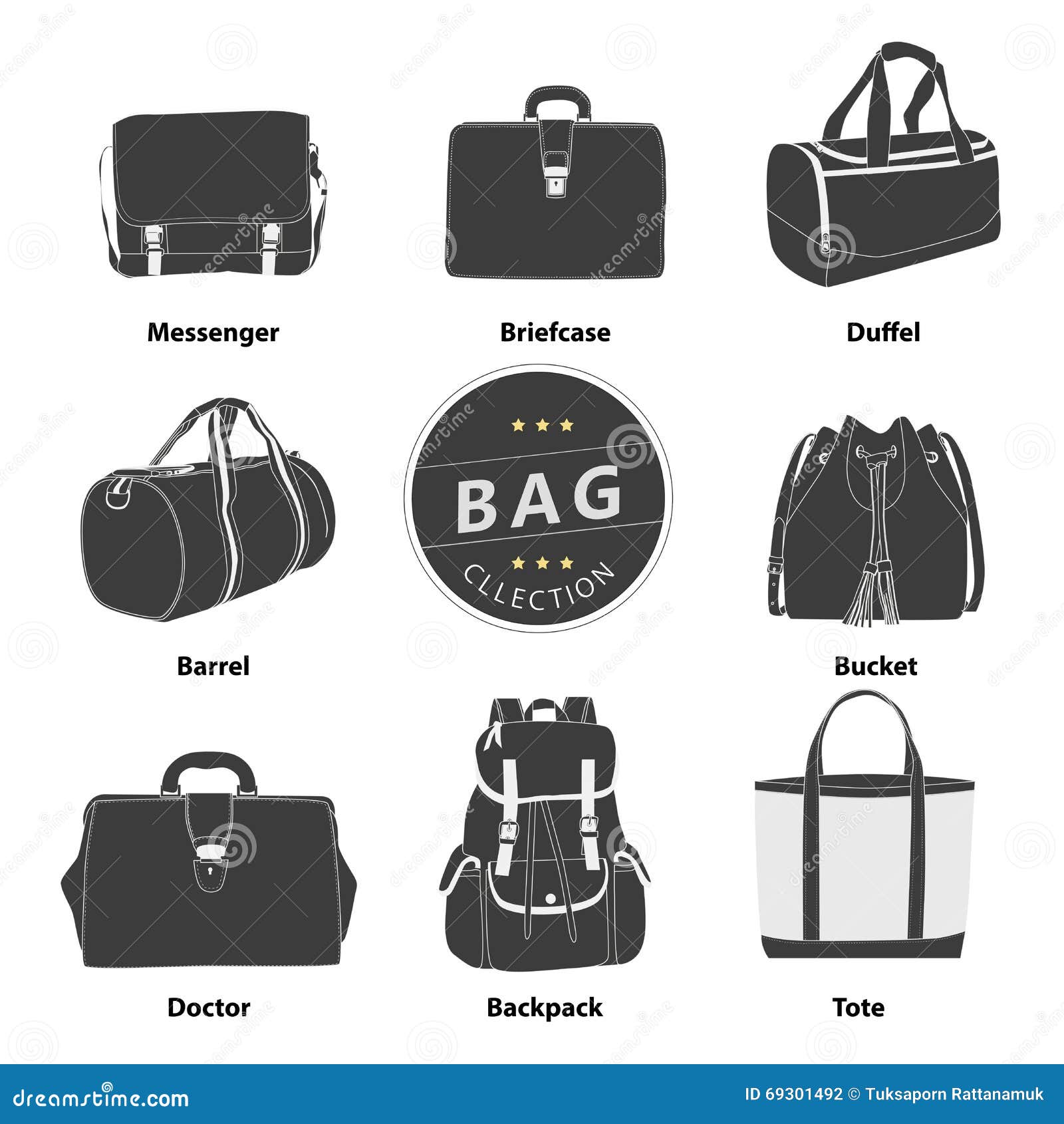 Bags collection set stock illustration. Illustration of group - 69301492