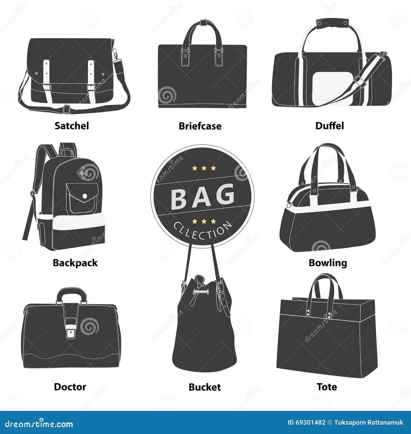 Bags collection set stock vector. Illustration of accessory - 69301482