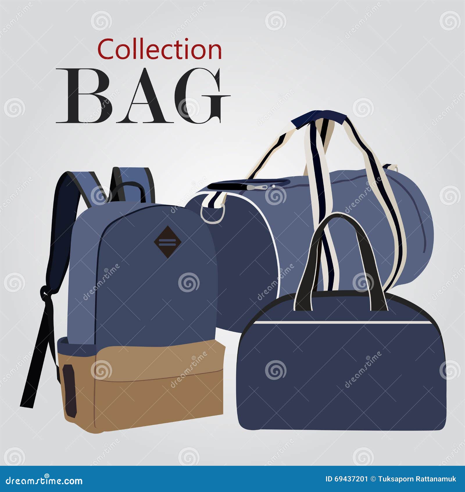 Bags collection set stock vector. Illustration of briefcase - 69437201