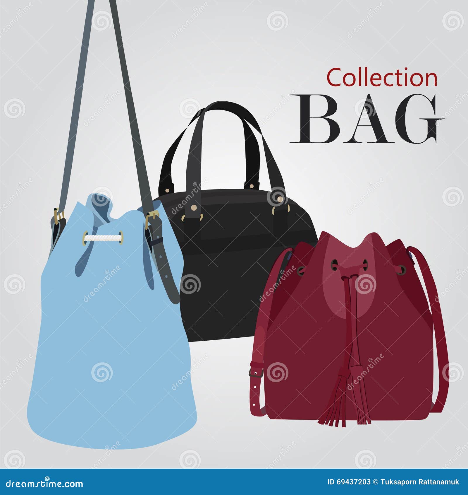 Bags collection set stock vector. Illustration of chamois - 69437203