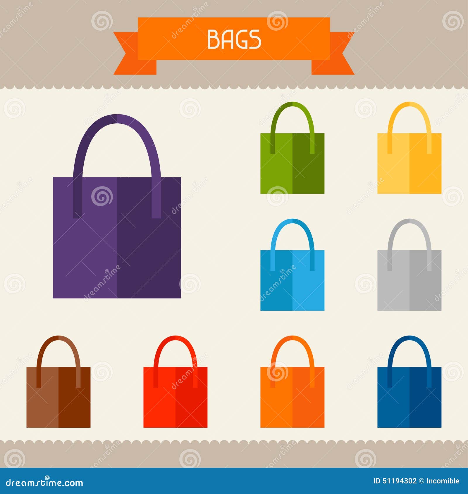 Bags Colored Templates for Your Design in Flat Stock Vector ...