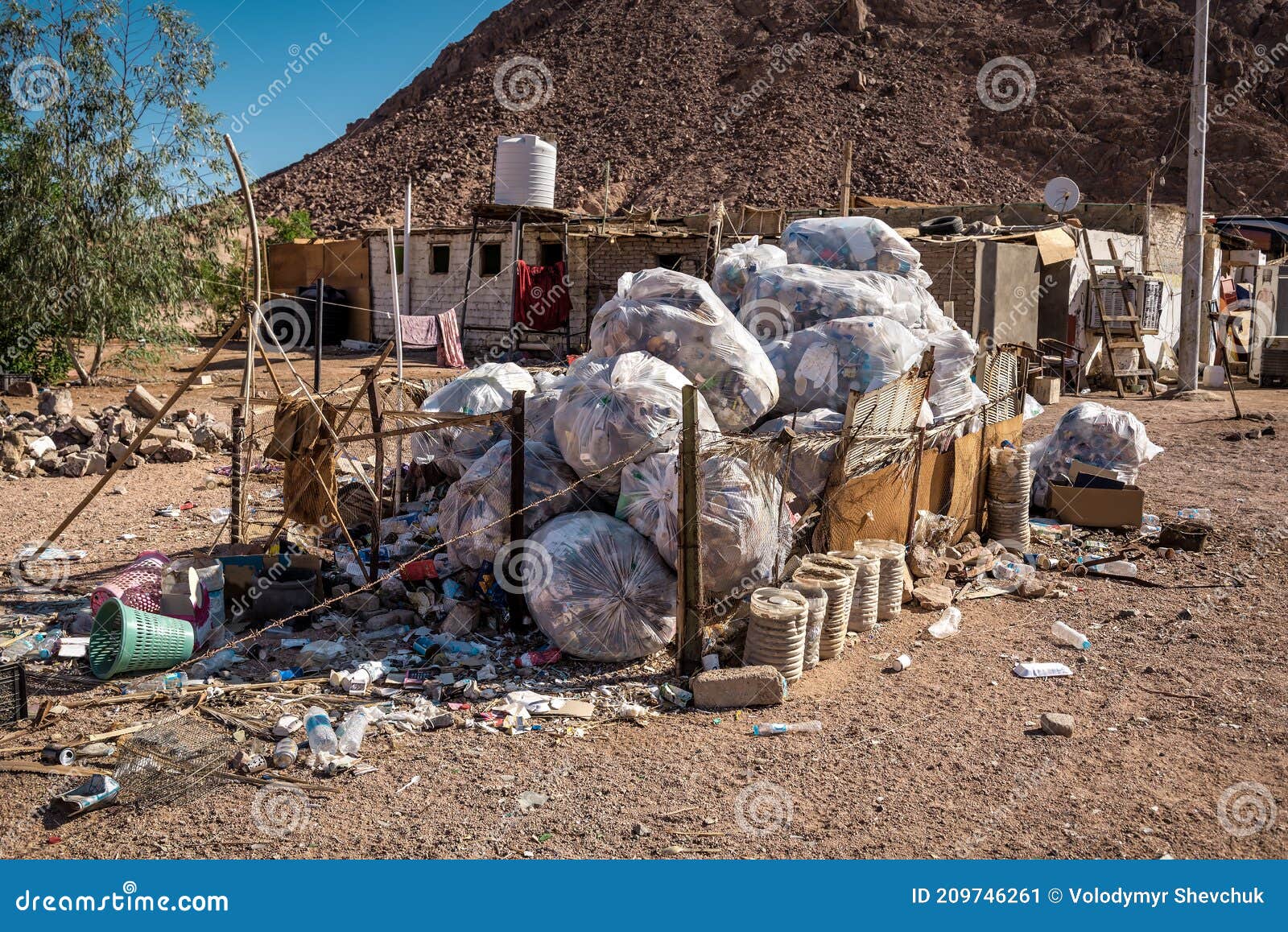 Bags with Different Garbage in Desert Stock Image - Image of dump ...
