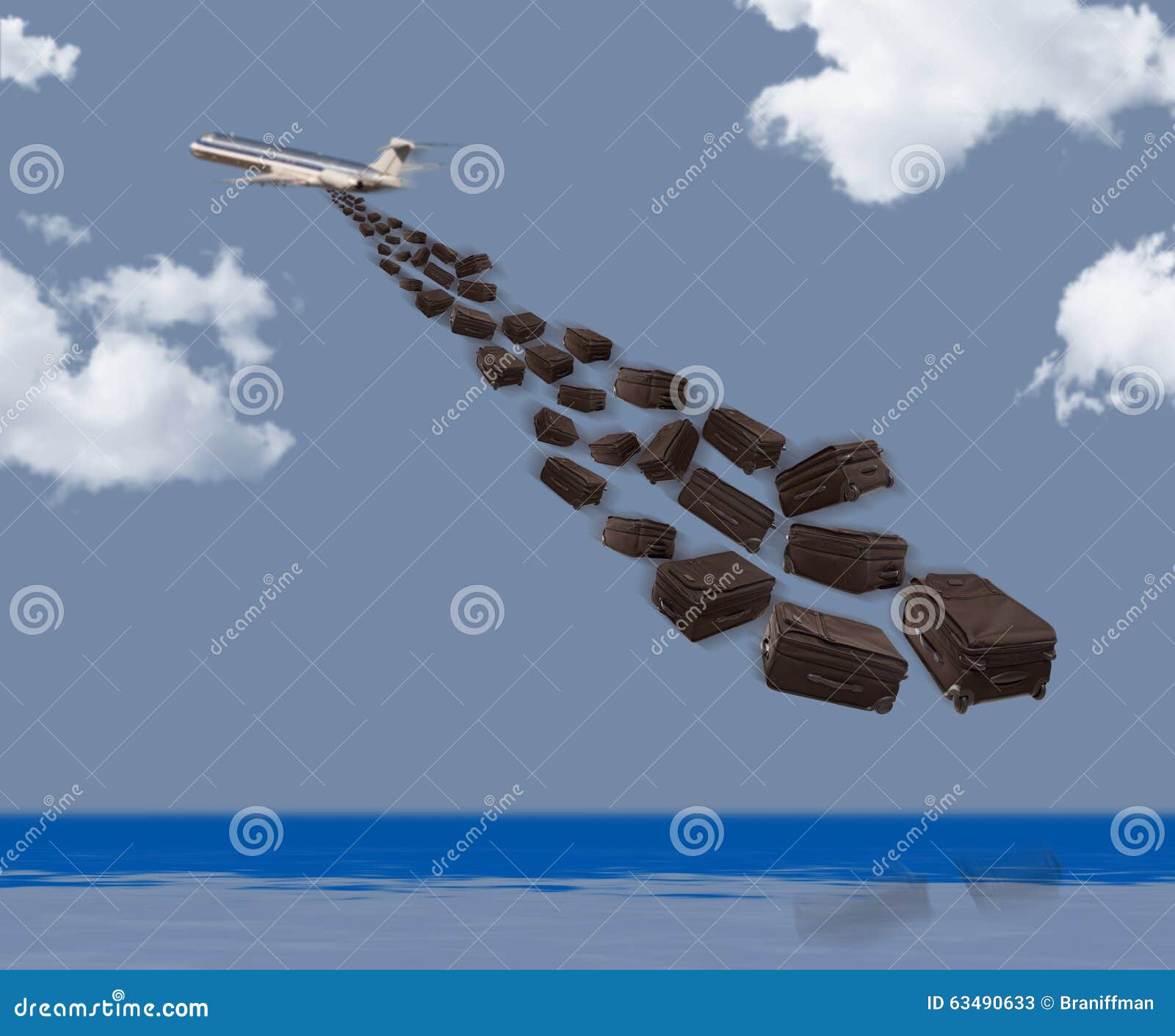 Bags Falling from a Passenger Airplane Stock Image - Image of airport ...