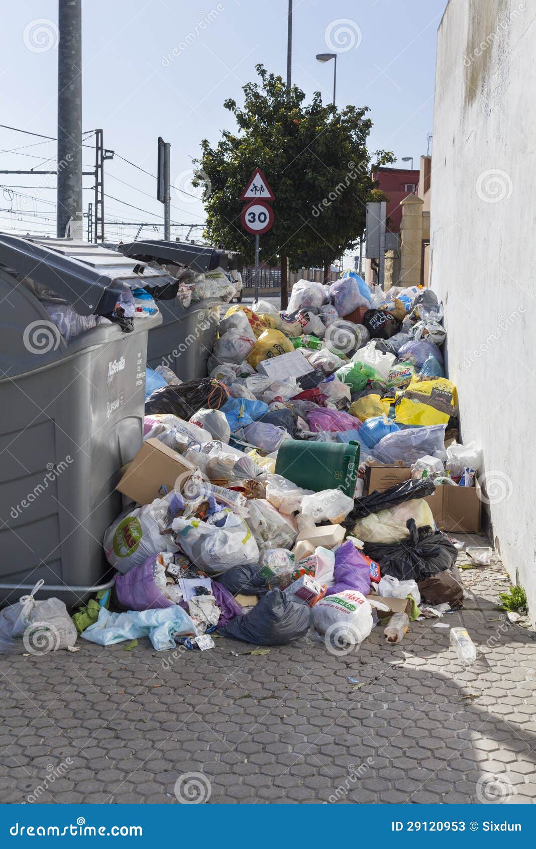 Bags Full of Trash Surrounding Dumpsters, Vertical Editorial Stock ...
