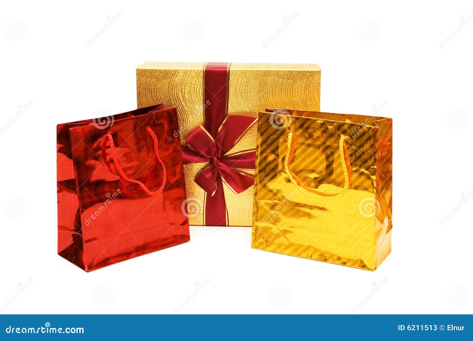 Bags and Gift Box Isolated White Stock Image - Image of retail ...