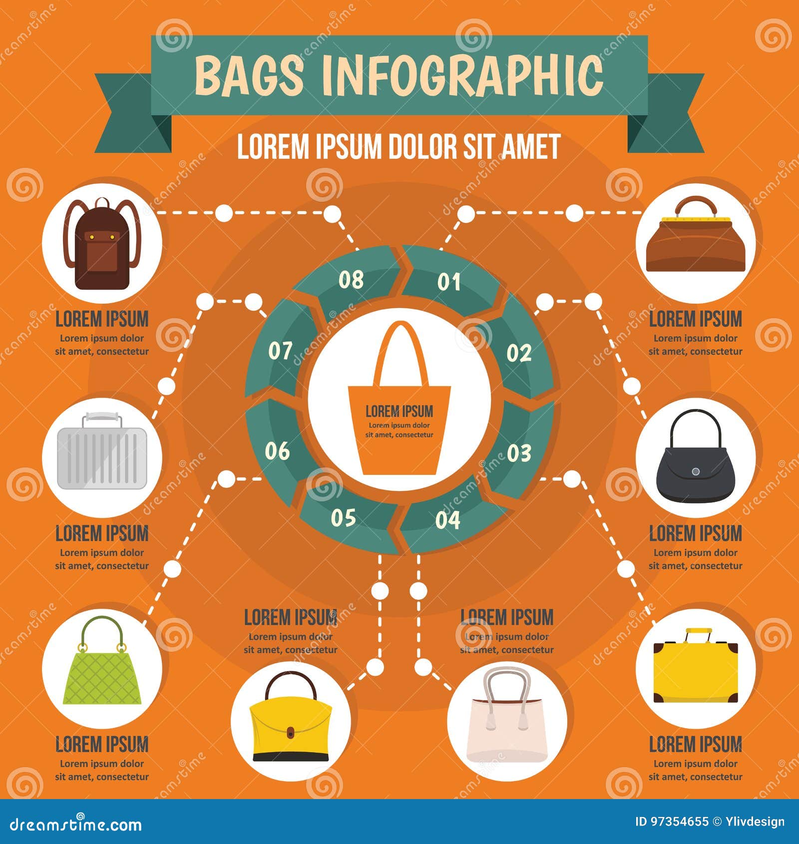 Bags Infographic Concept, Flat Style Stock Vector - Illustration of ...