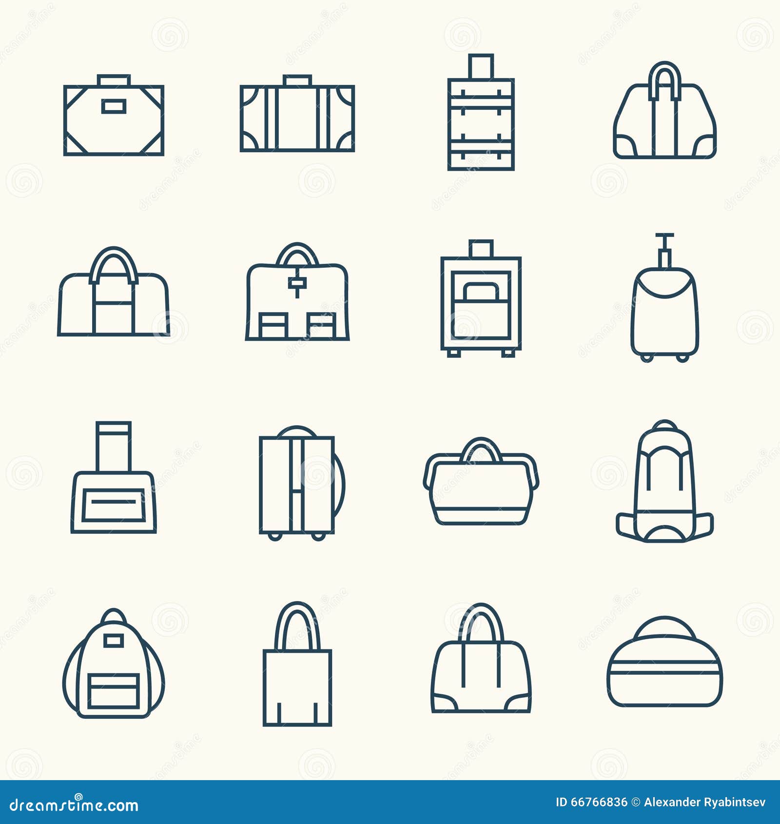 Bags line icon set stock vector. Illustration of elegance - 66766836