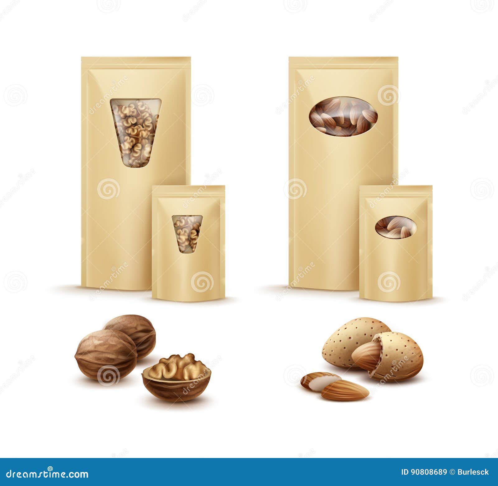 Bags with nuts stock vector. Illustration of object, food - 90808689
