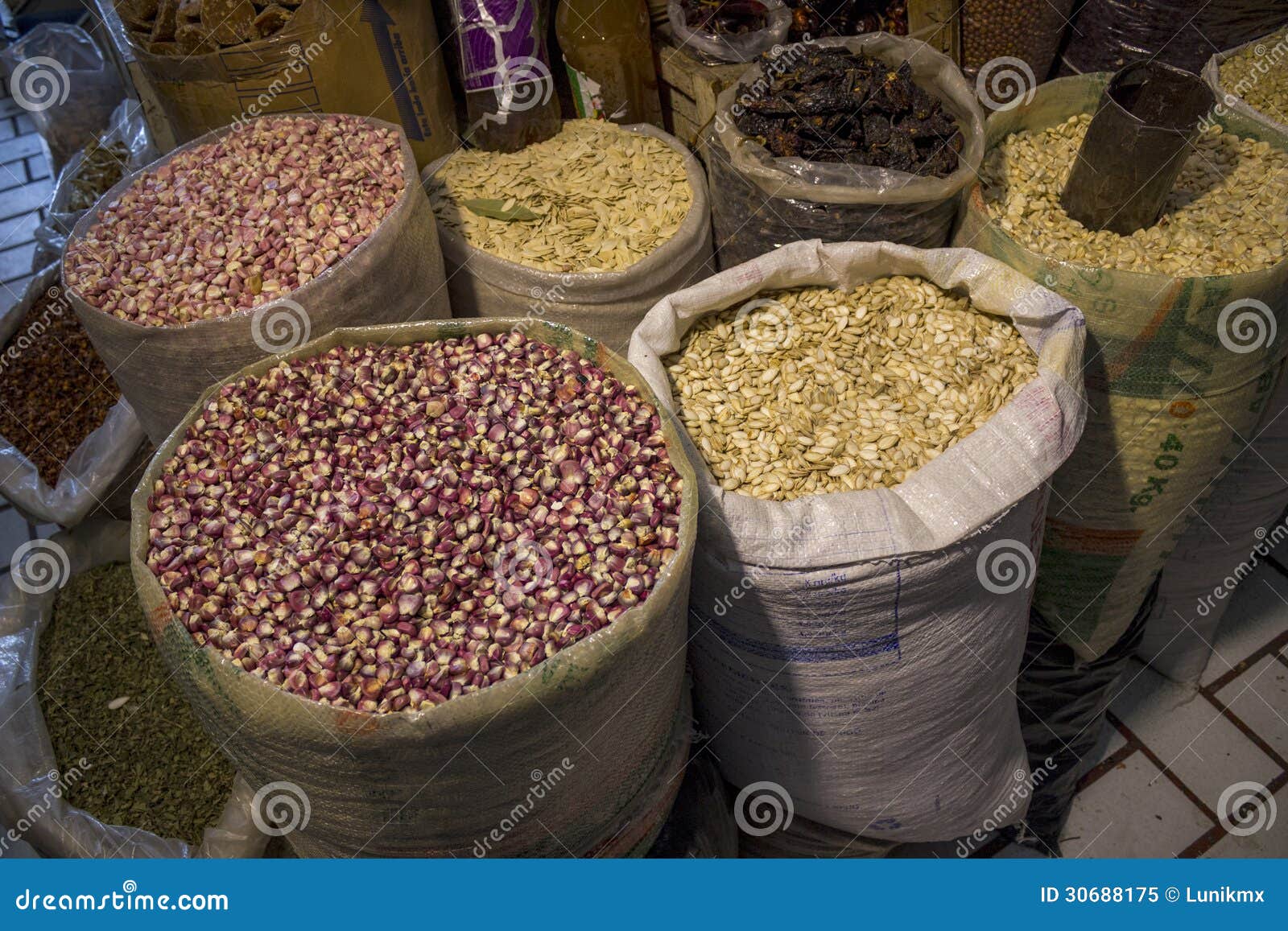 Bags of seed stock image. Image of vegetarian, market - 30688175