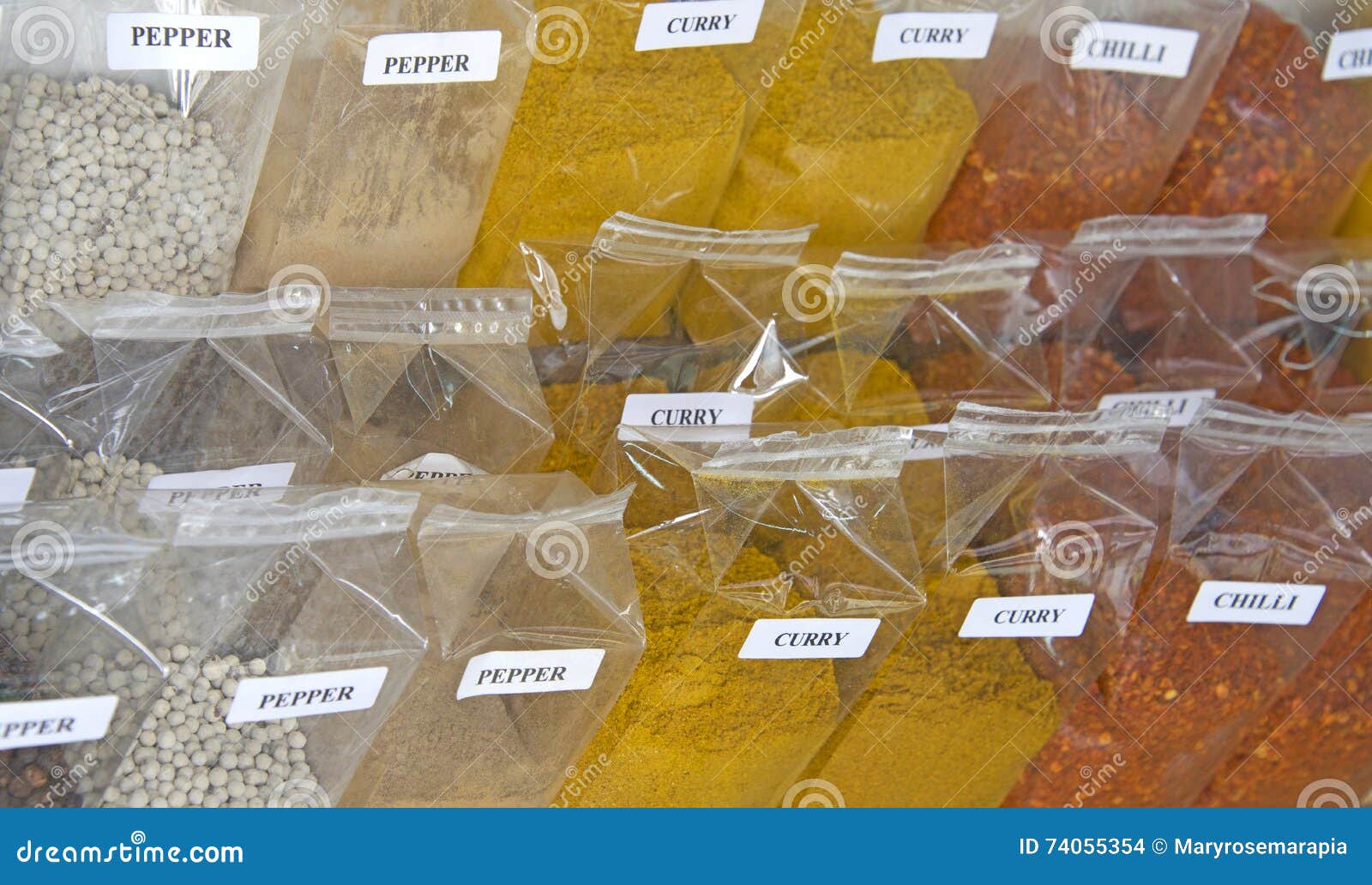 Bags of spices stock photo. Image of herb, colorful, clear - 74055354