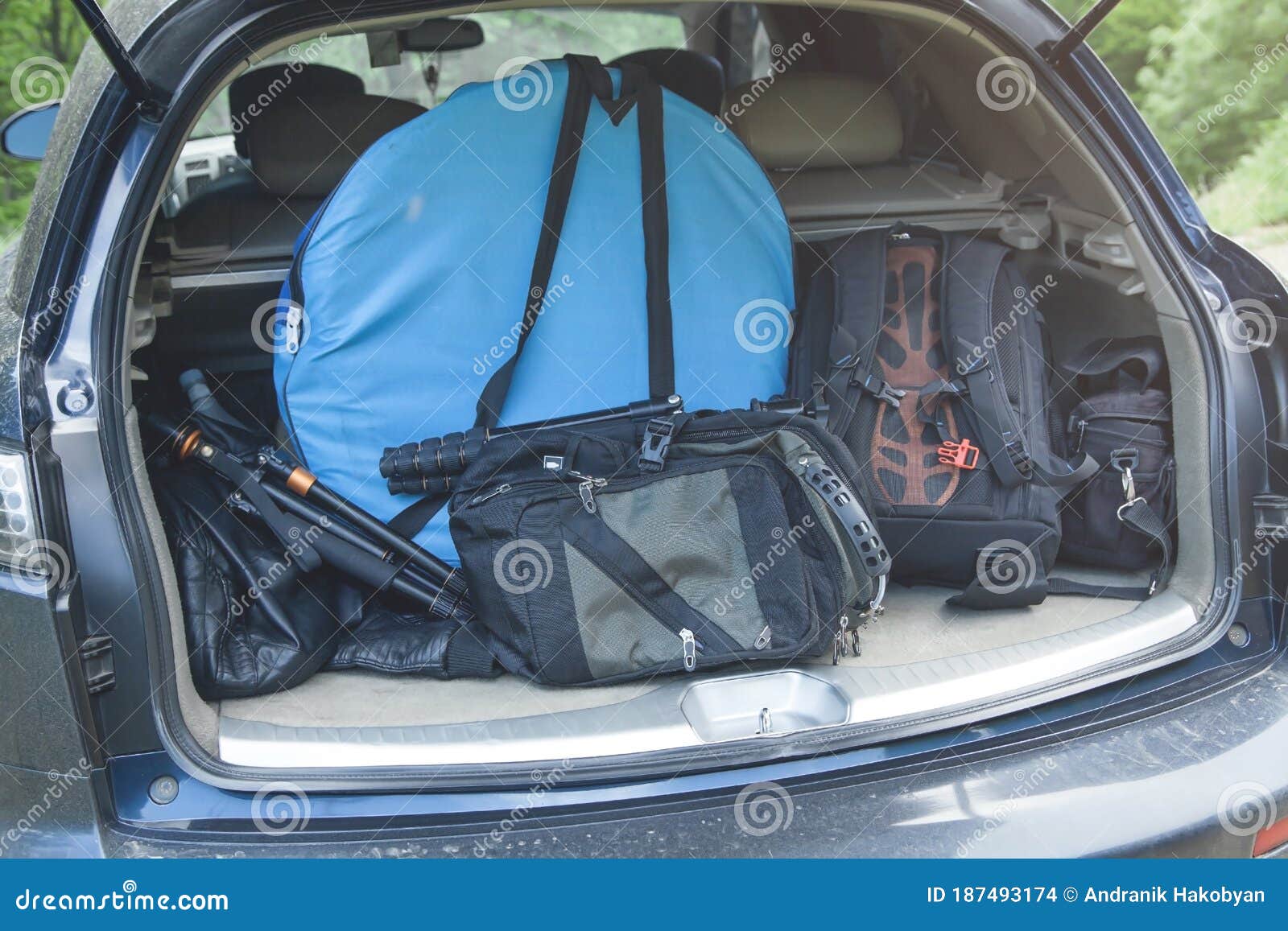 Bags in Trunk of Car in Outdoors Stock Photo - Image of tourism ...